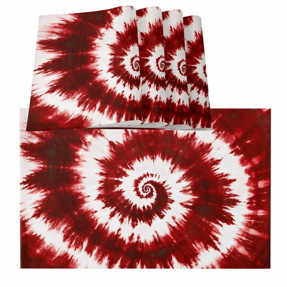 Placemats for Dinning Table Set of 12, Red Ombre Farmhouse Chic Tie Dye ...