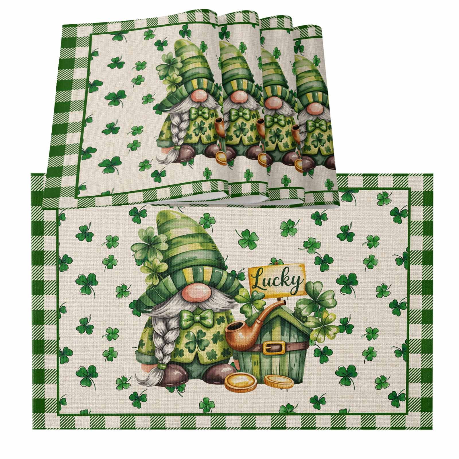 Placemats for Dinning Table Set of 12, St. Patrick's Day Gnomes ...