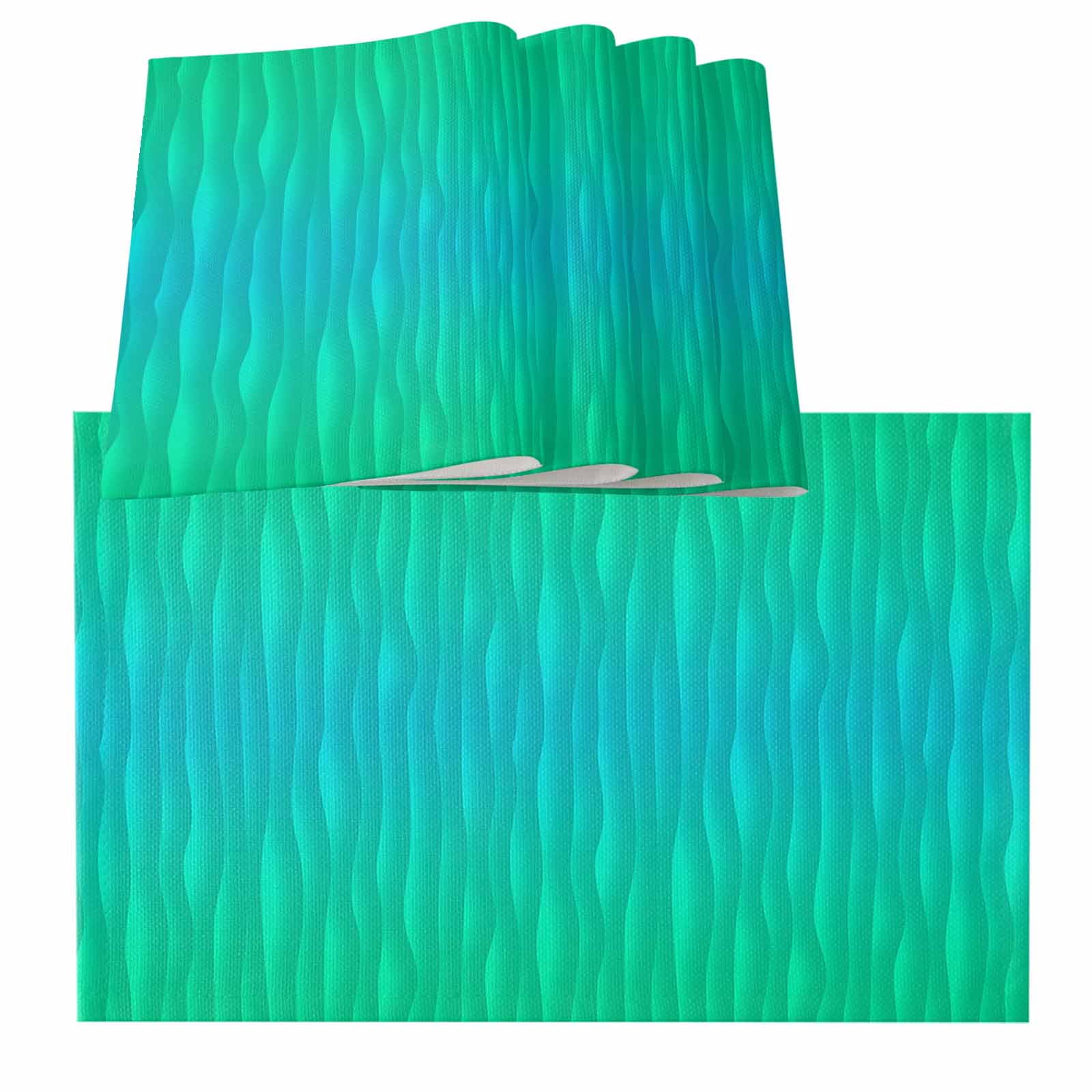 Placemats for Dinning Table Set of 12, Teal Blue Ombre Modern Geometric ...