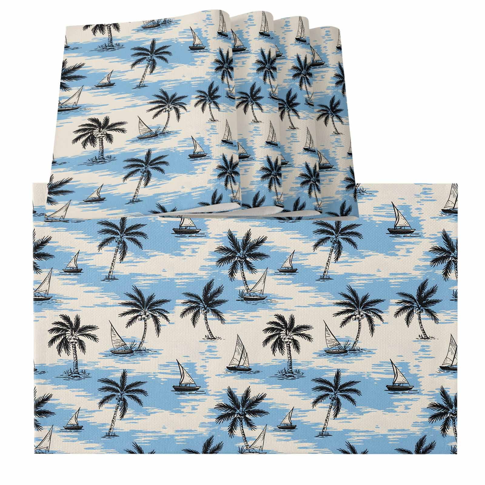 Placemats for Dinning Table Set of 12, Tropical Plants Cartoon Summer ...