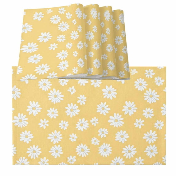 Placemats for Dinning Table Set of 12, White Yellow Daisy Spring Summer ...