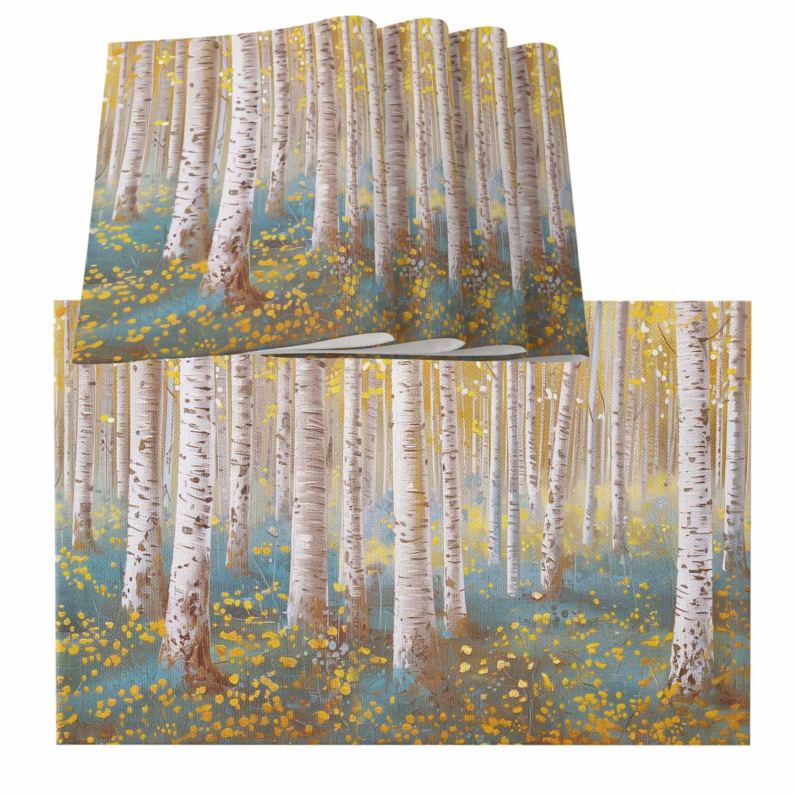 Placemats for Dinning Table Set of 12, Yellow Blue Oil Painting ...