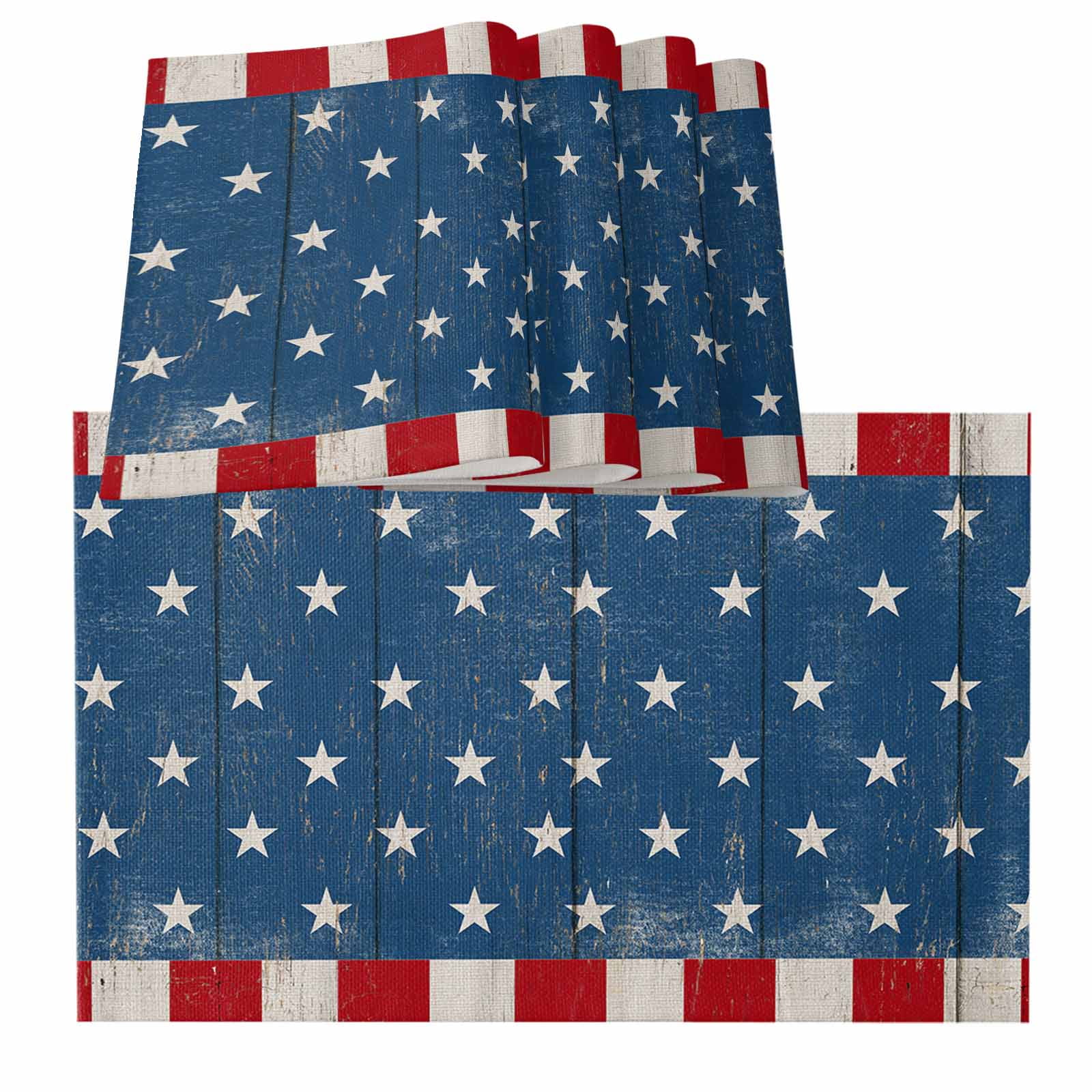 Placemats for Dinning Table Set of 8, 4th of July Retro Wood Patriot ...