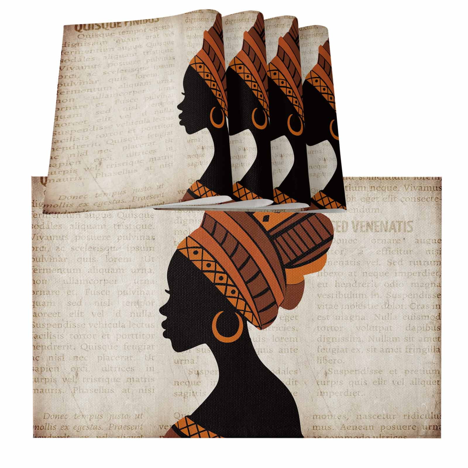 Placemats for Dinning Table Set of 8, Africa Black Women African Native ...