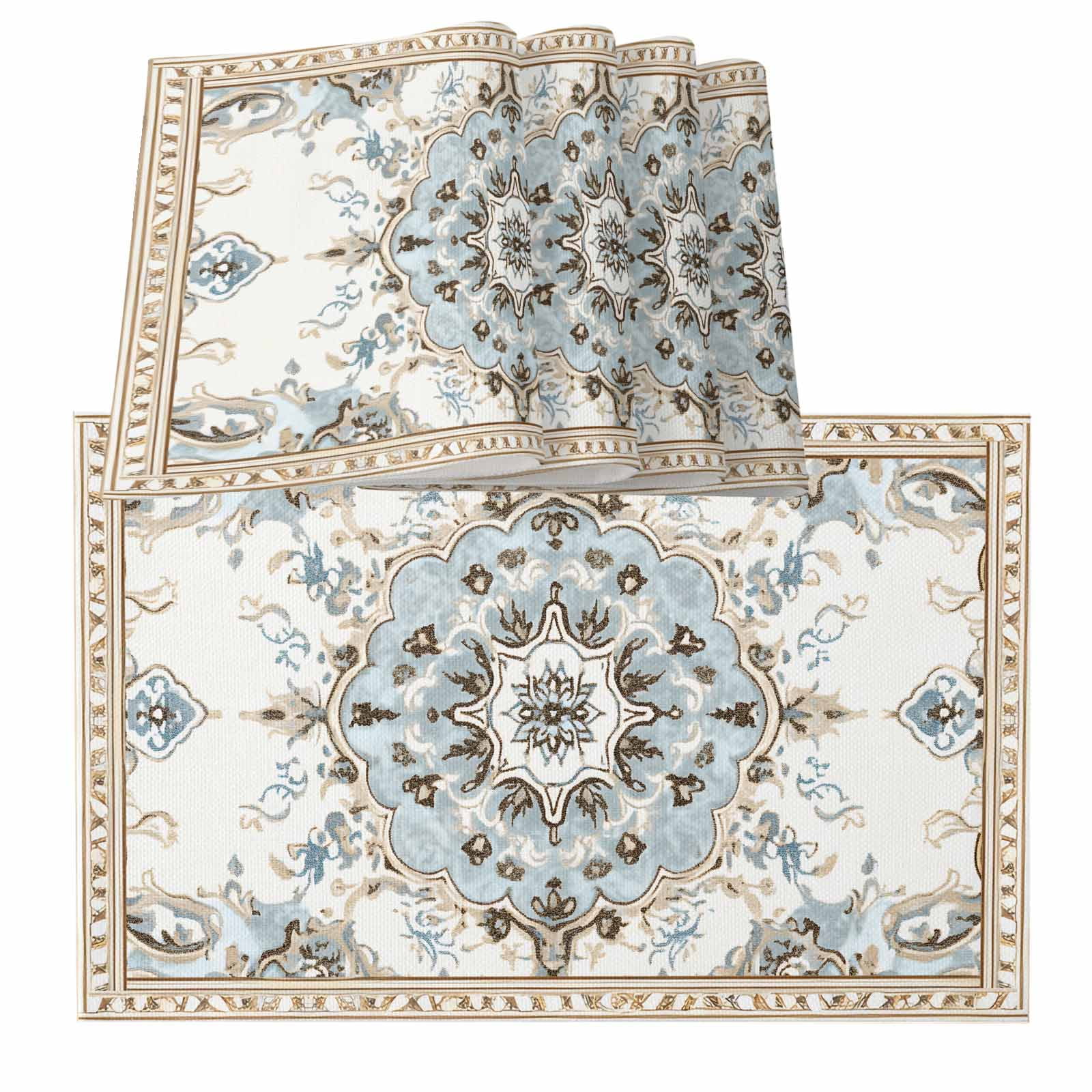 Placemats for Dinning Table Set of 8, Boho Ethnic Aztec Southwest ...