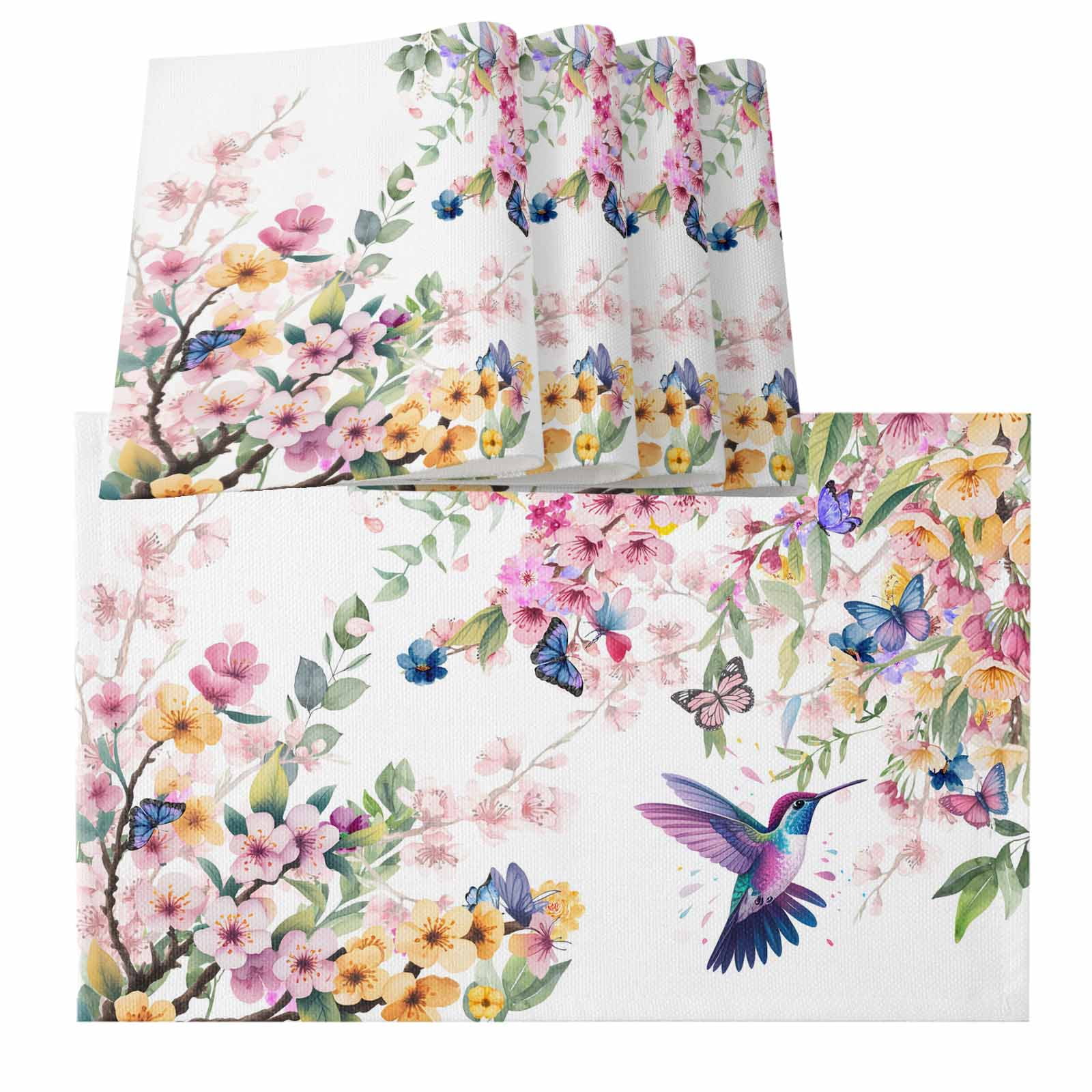 Placemats for Dinning Table Set of 8, Botanical Flowers Watercolor ...