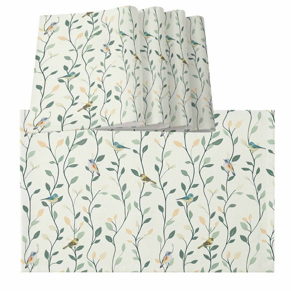 Placemats for Dinning Table Set of 8, Green Botanical Spring Summer ...