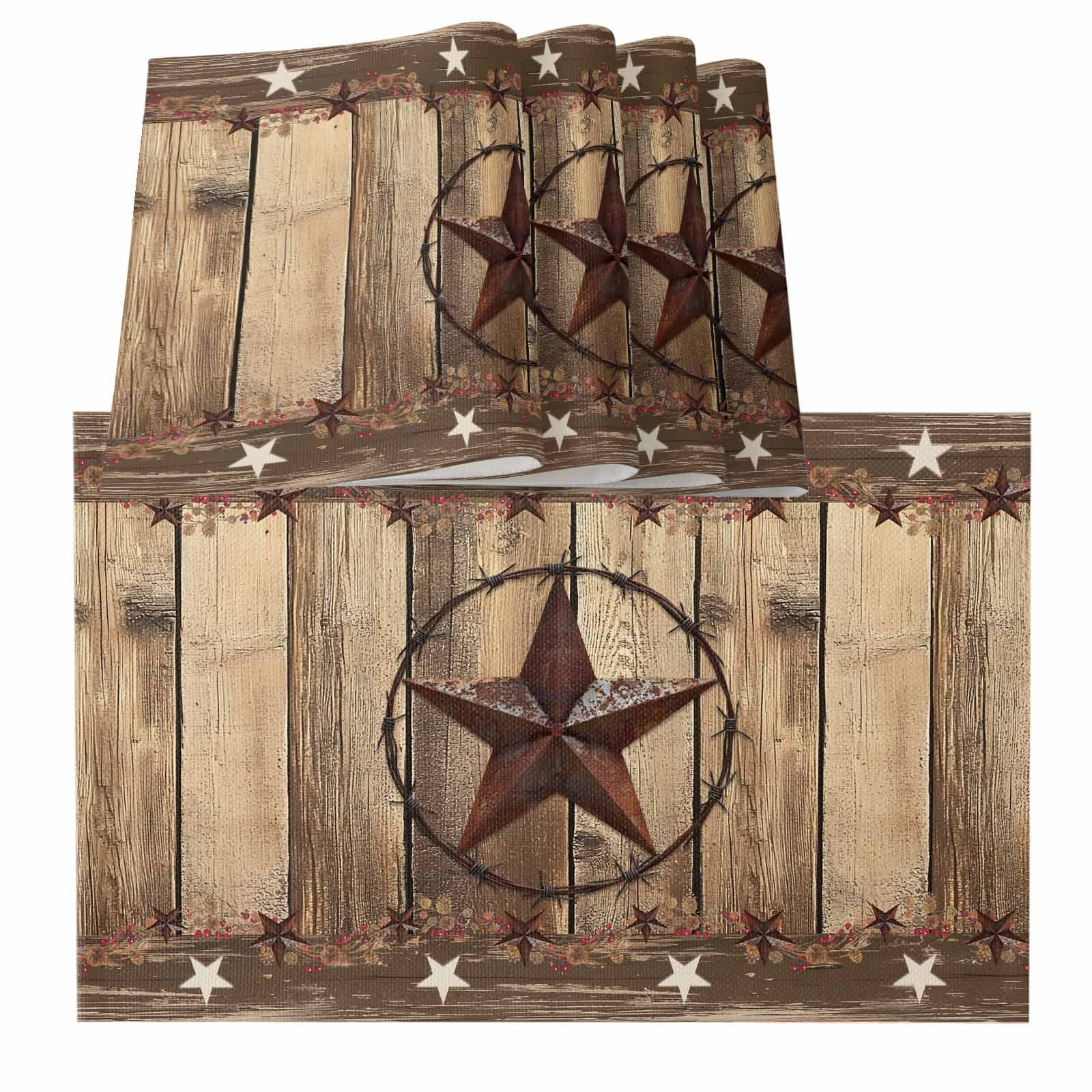 Placemats for Dinning Table Set of 8, Rustic Country Western Stars ...