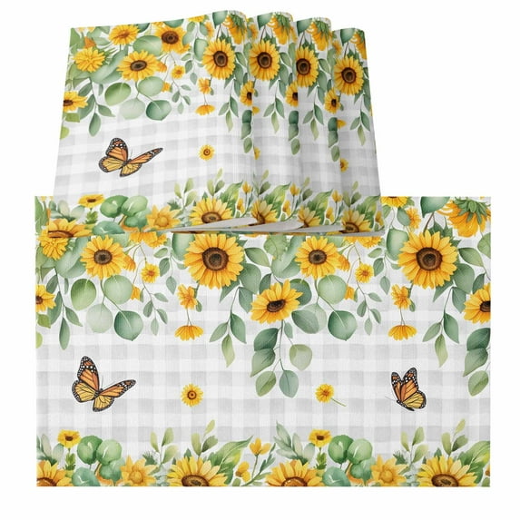 Placemats for Dinning Table Set of 8, Spring Sunflowers Eucalyptus ...