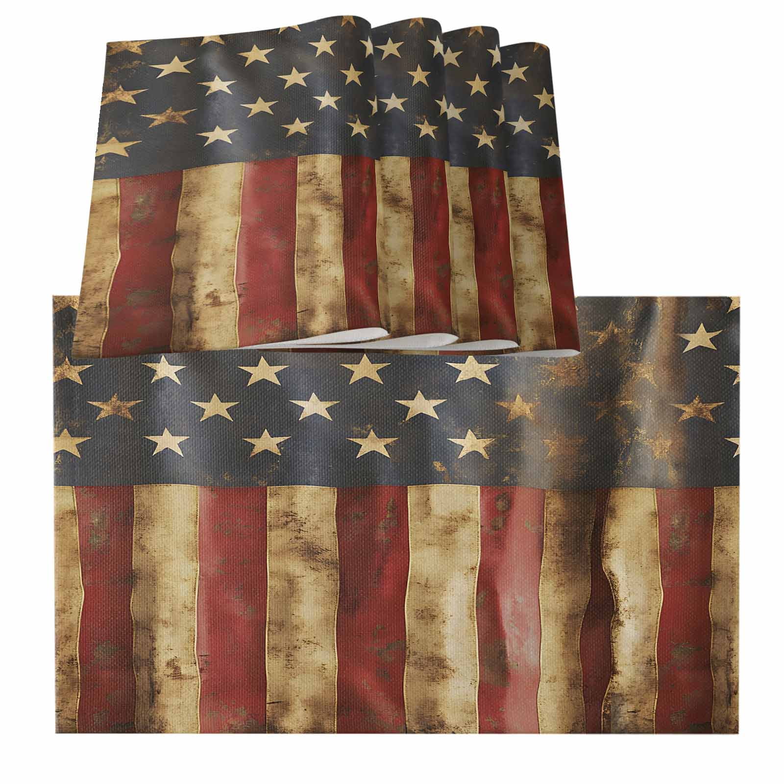 Placemats for Dinning Table Set of 8, Vintage American Flag Farmhouse ...