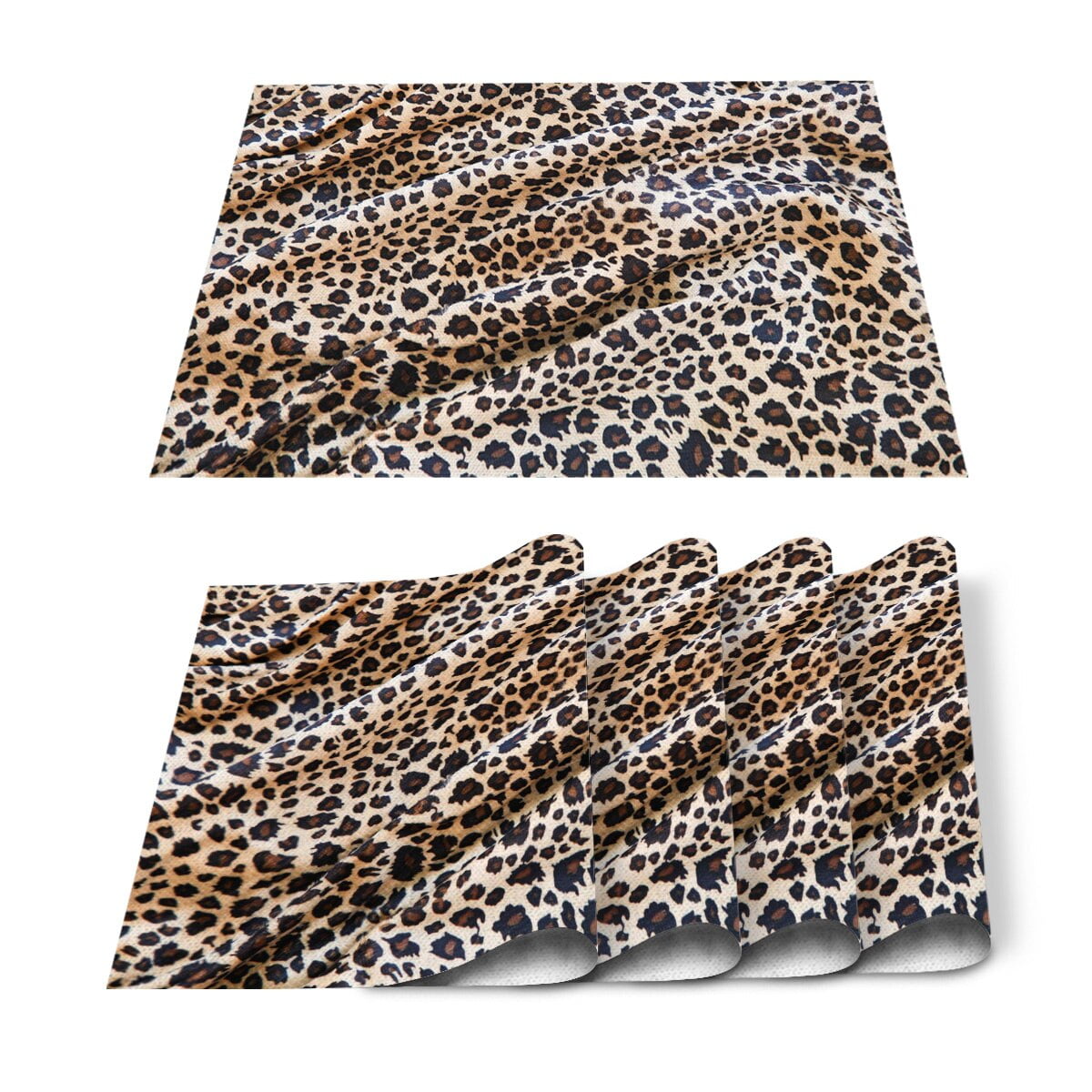 Placemats Leopard Print Black White Striped Print Dining Table Runner ...