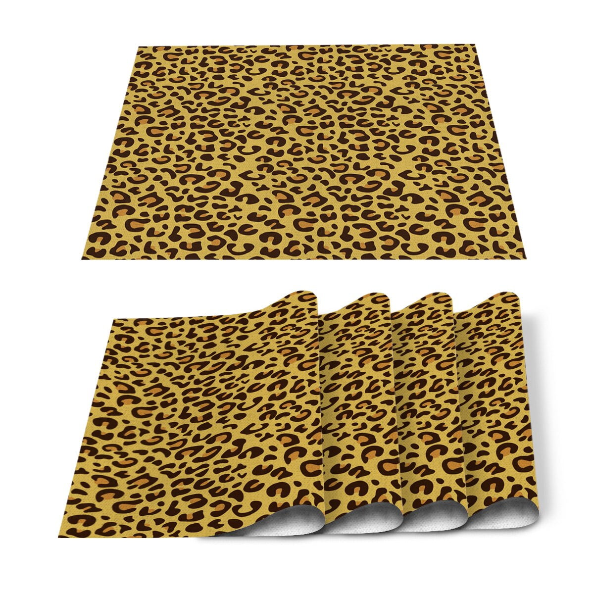 Placemats Leopard Print Black White Striped Print Dining Table Runner ...