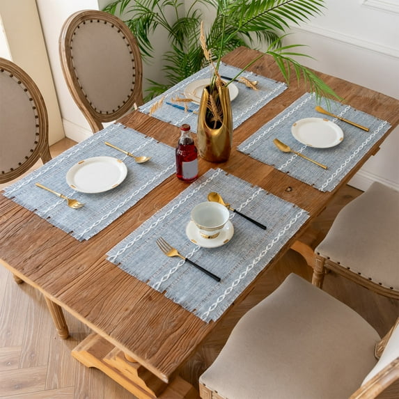 Placemats, Linen Textured Table Protectors, Thick Insulated Design for ...