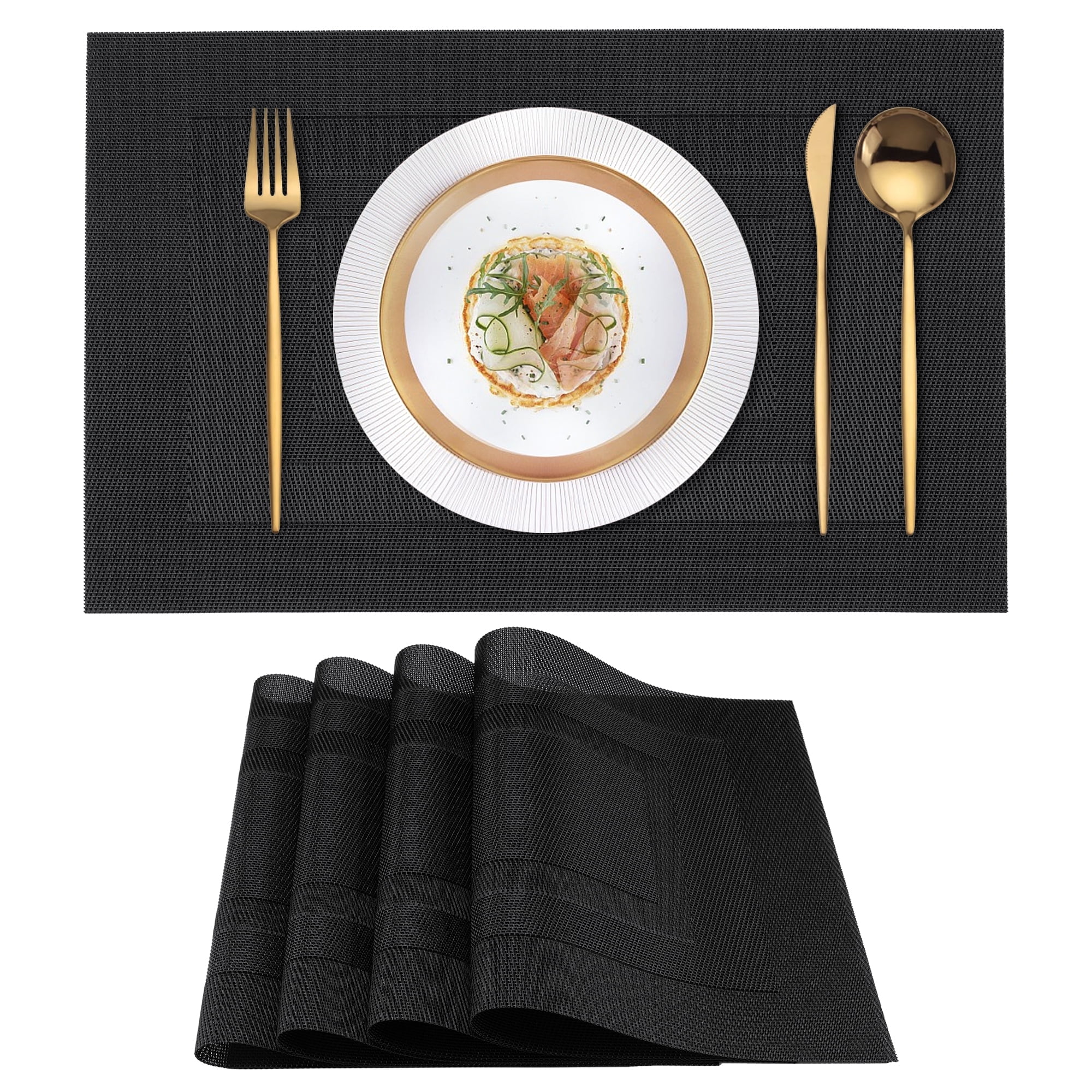 VCVCOO Placemats Set of 4, Wipeable Washable Vinyl Woven Table Mats ...