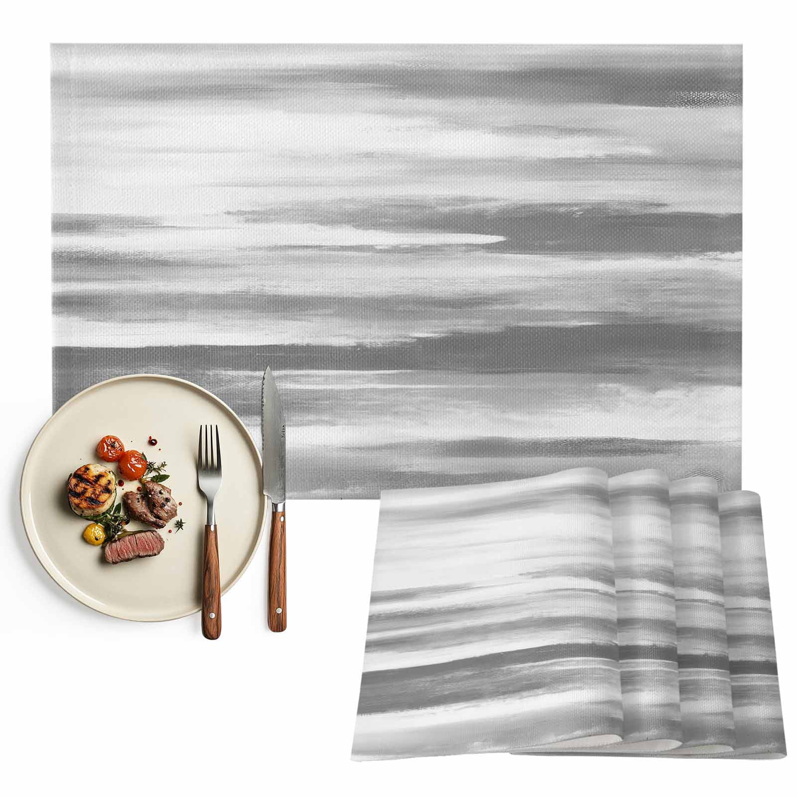 Placemats Set of 4, Grey Paint Place Mats Abstract Art Texture ...