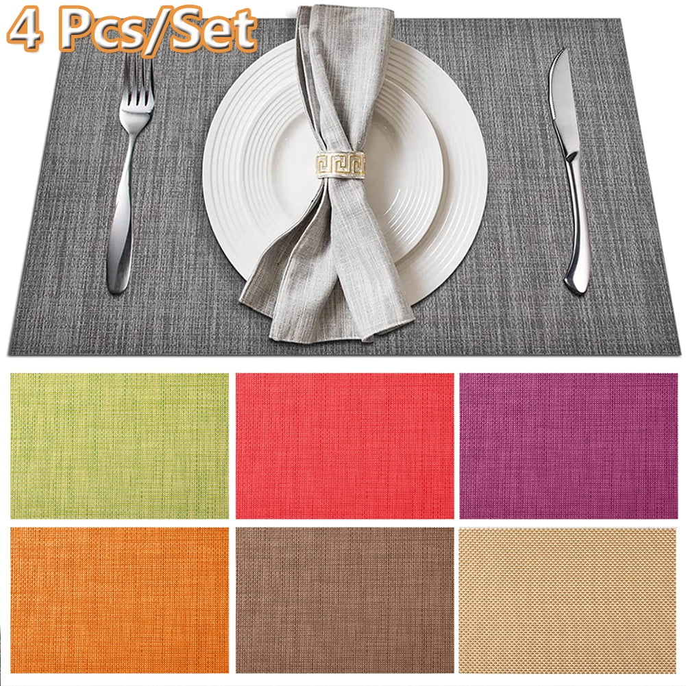 Placemats, Set of 4 Heat-Resistant Placemats Stain Resistant Anti-Skid ...