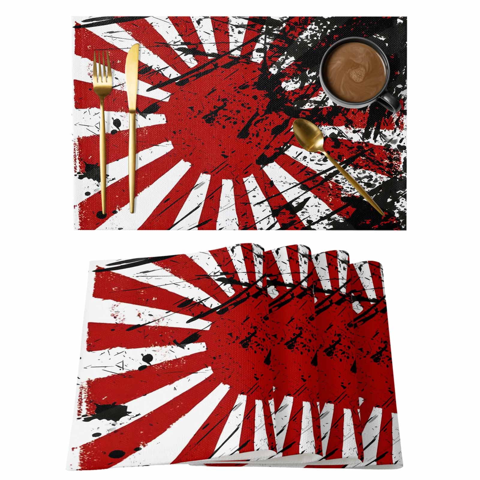 Placemats Set of 4, Japanese Chariot Flag Woven Placemat, Linen Place ...