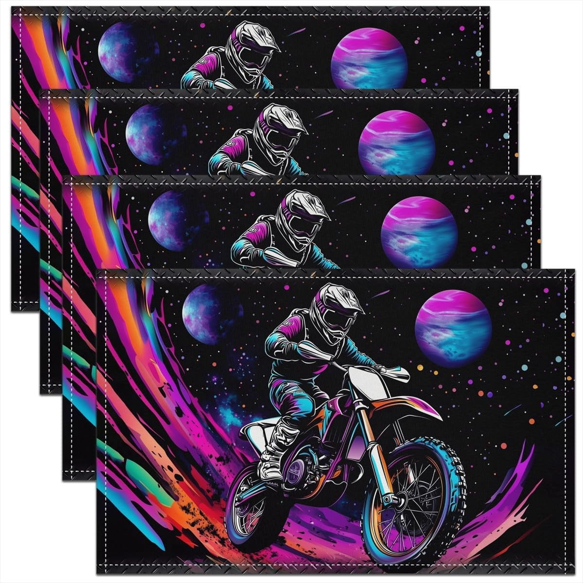 Placemats Set of 4 for Kids Motocross Rider Place Mats 12x18 inch ...
