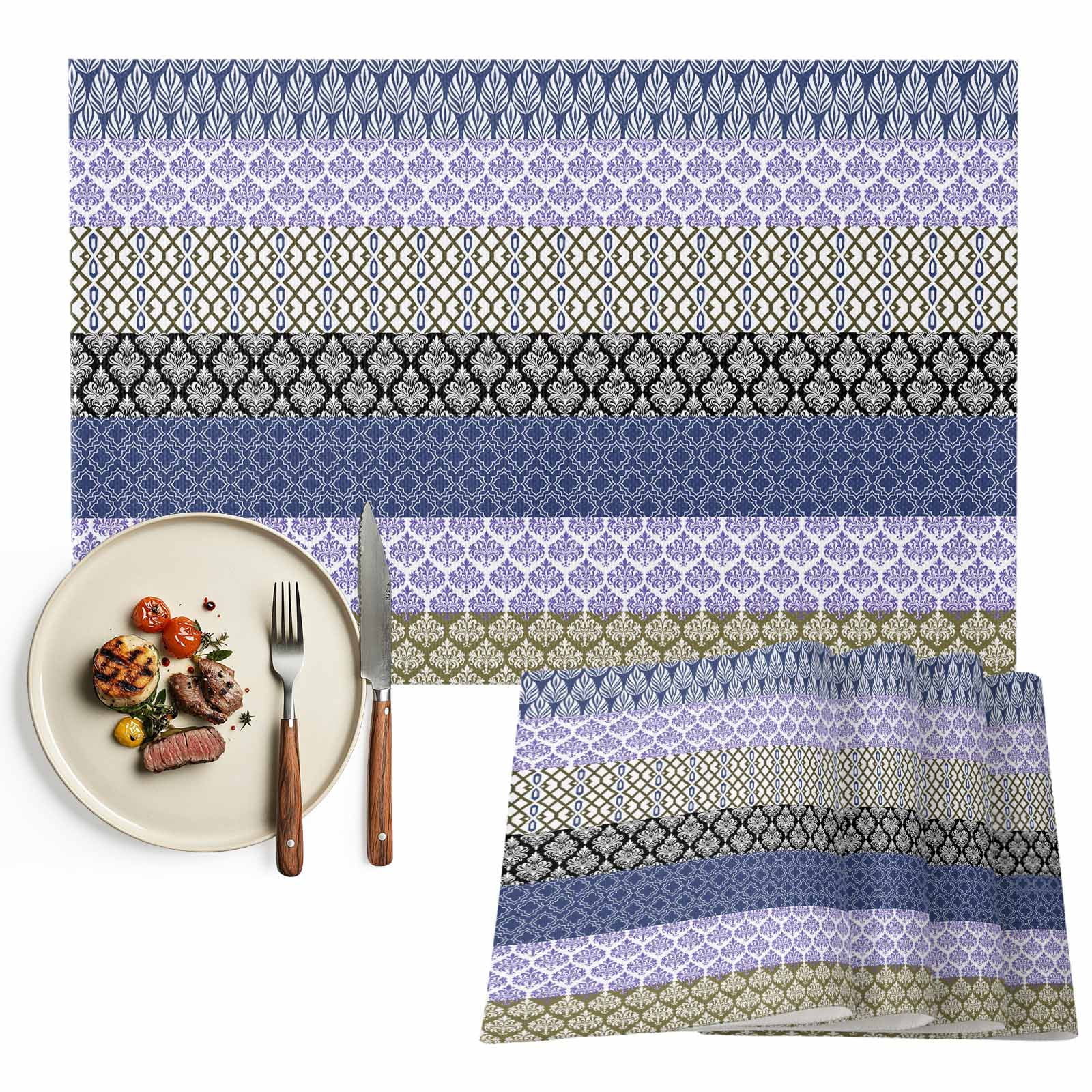 Placemats Set of 4, Purple Bohemian Placemats Set of 4, Tribal ...