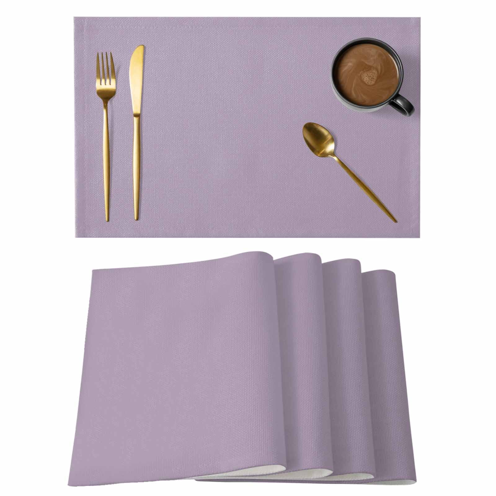 Placemats Set of 4, Purple Solid Color Woven Placemat, Linen Place Mats ...