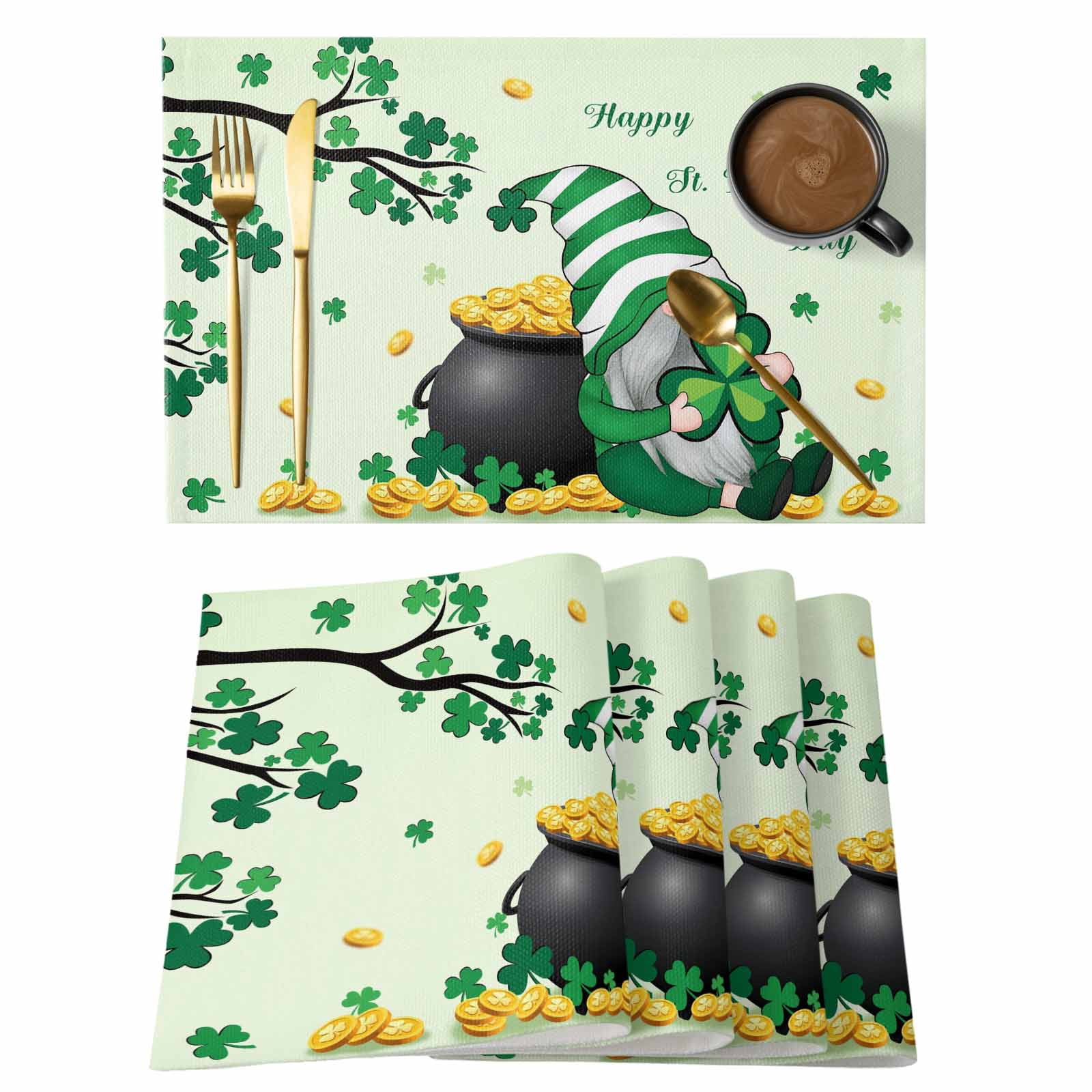 Placemats Set of 4, St. Patrick's Day Woven Placemat, Linen Place Mats ...