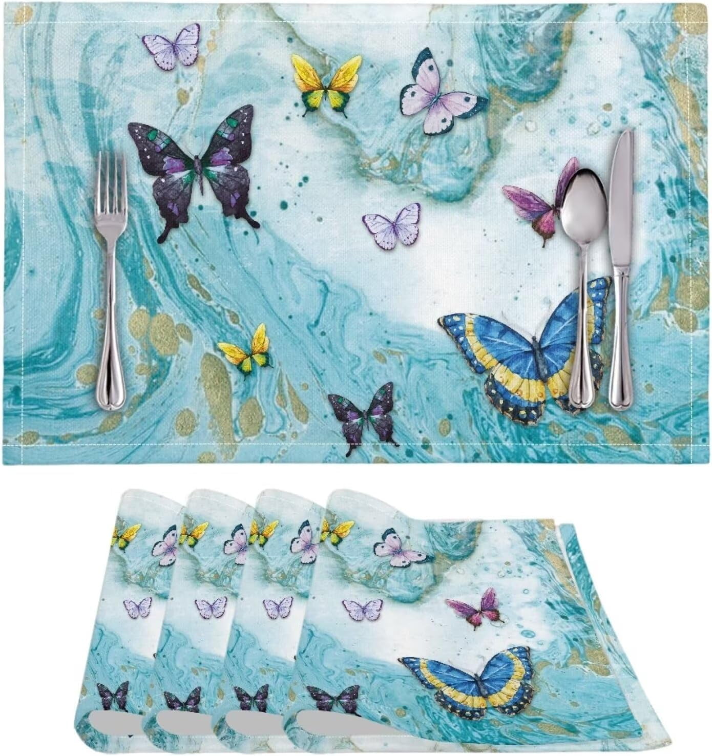 Placemats Set of 4, Stain Scratch Resistant Heat Resistant Mats Multi ...