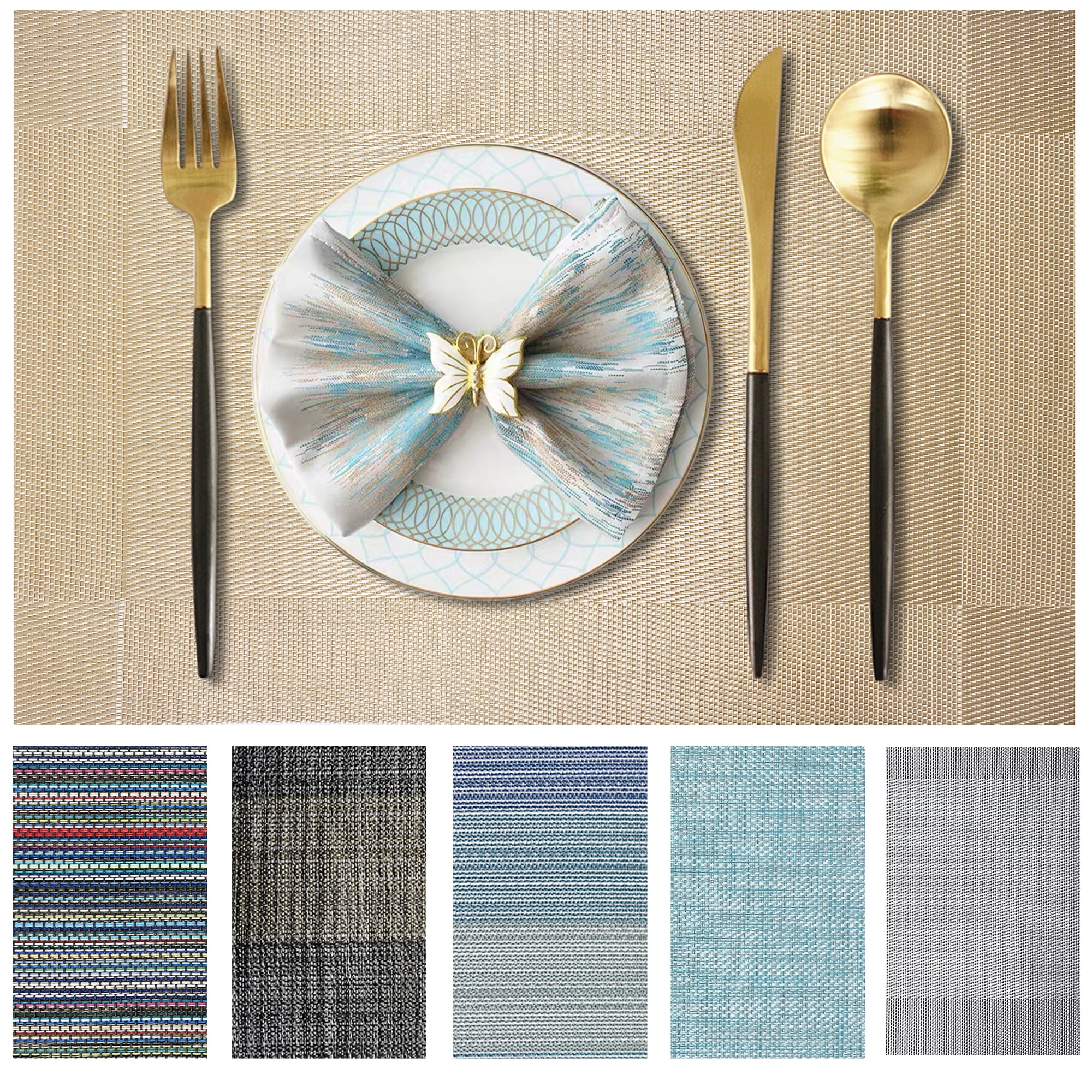 Evlmd Placemats, Vinyl Table Place Mats Washable Wipeable Placemat for ...