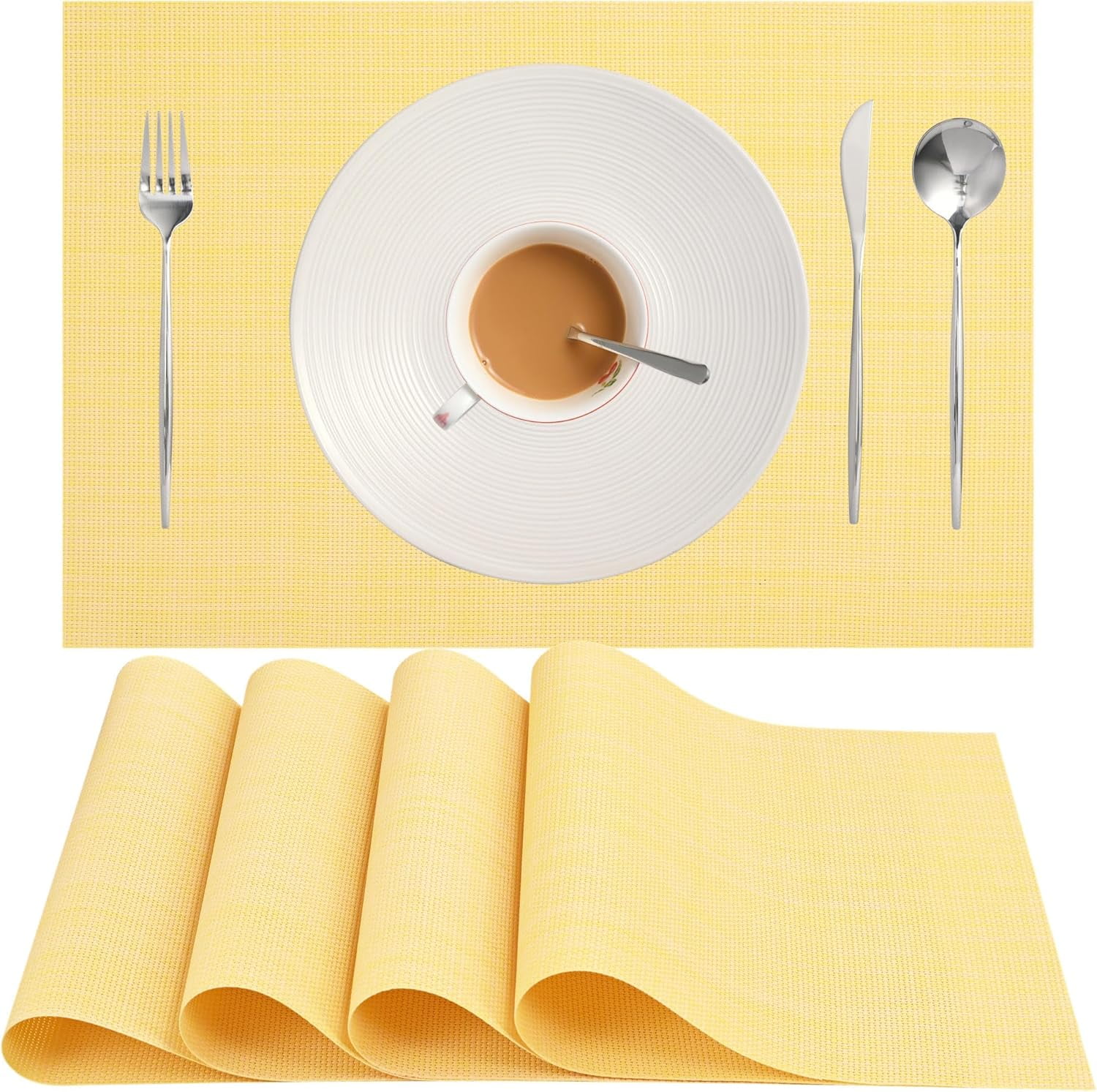 Placemats Set of 4 Washable Heat-Resistant Non Slip Braided Table Mats ...