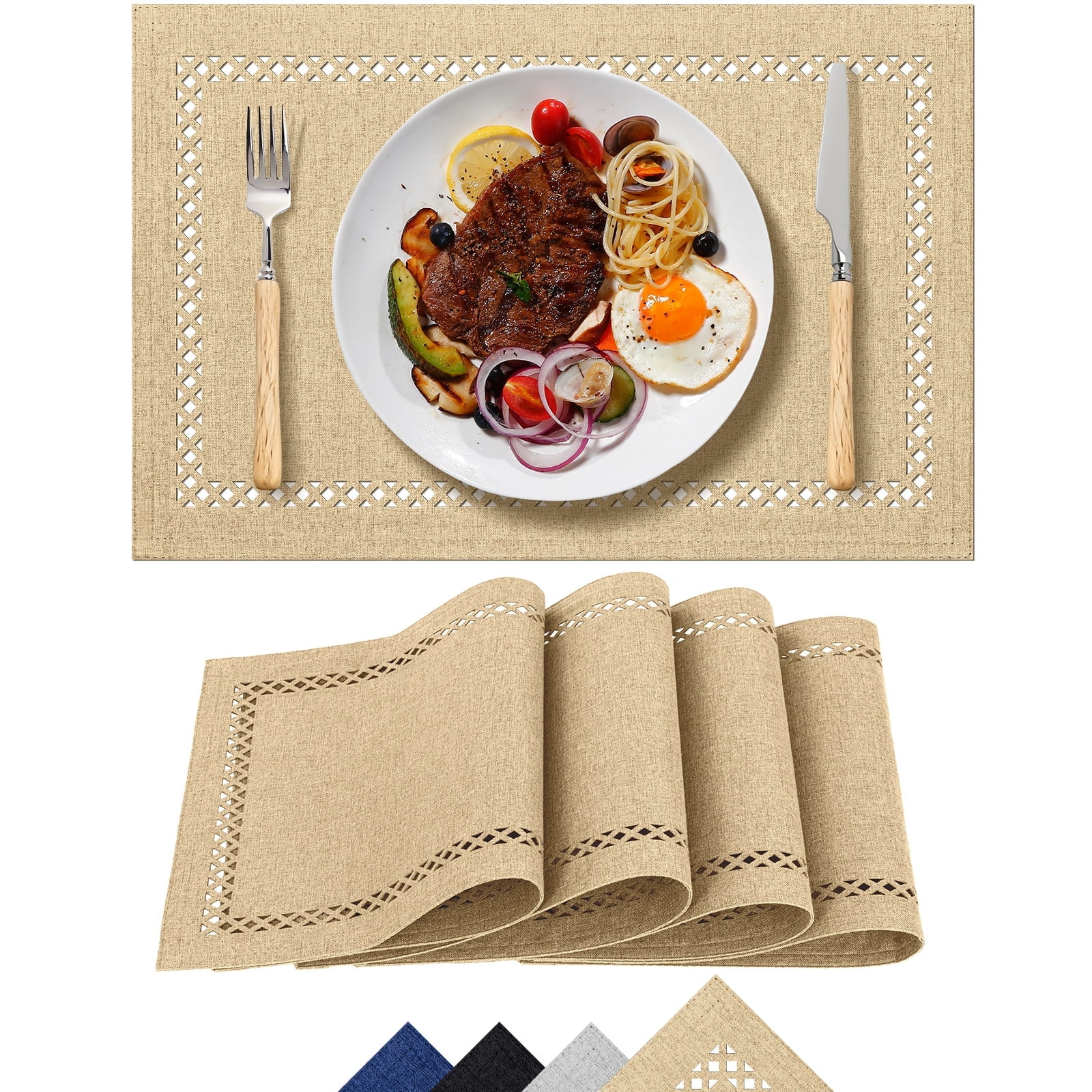 Placemats Set of 4, Yamaziot Double Layer Cloth Fabric Heat Resistant ...
