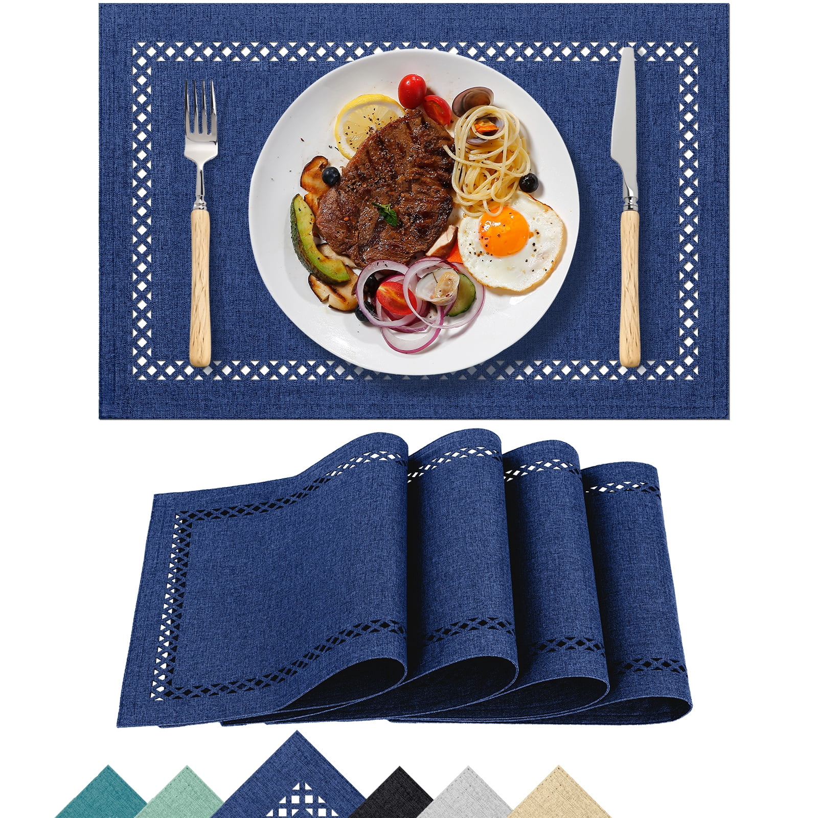 Placemats Set of 4, Yamaziot Double Layer Cloth Fabric Heat Resistant ...