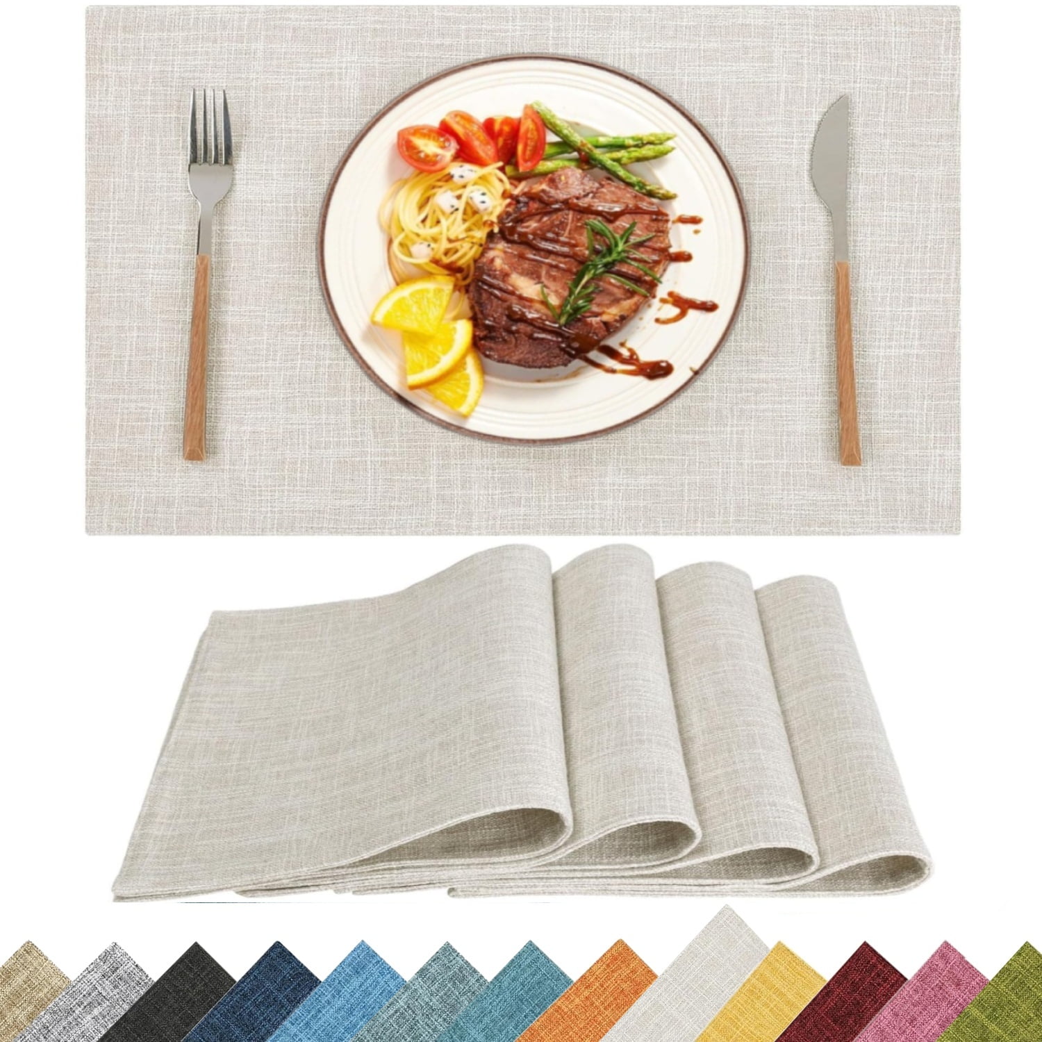 Placemats Set of 4, Yamaziot Double Layer Cloth Fabric Heat Resistant ...