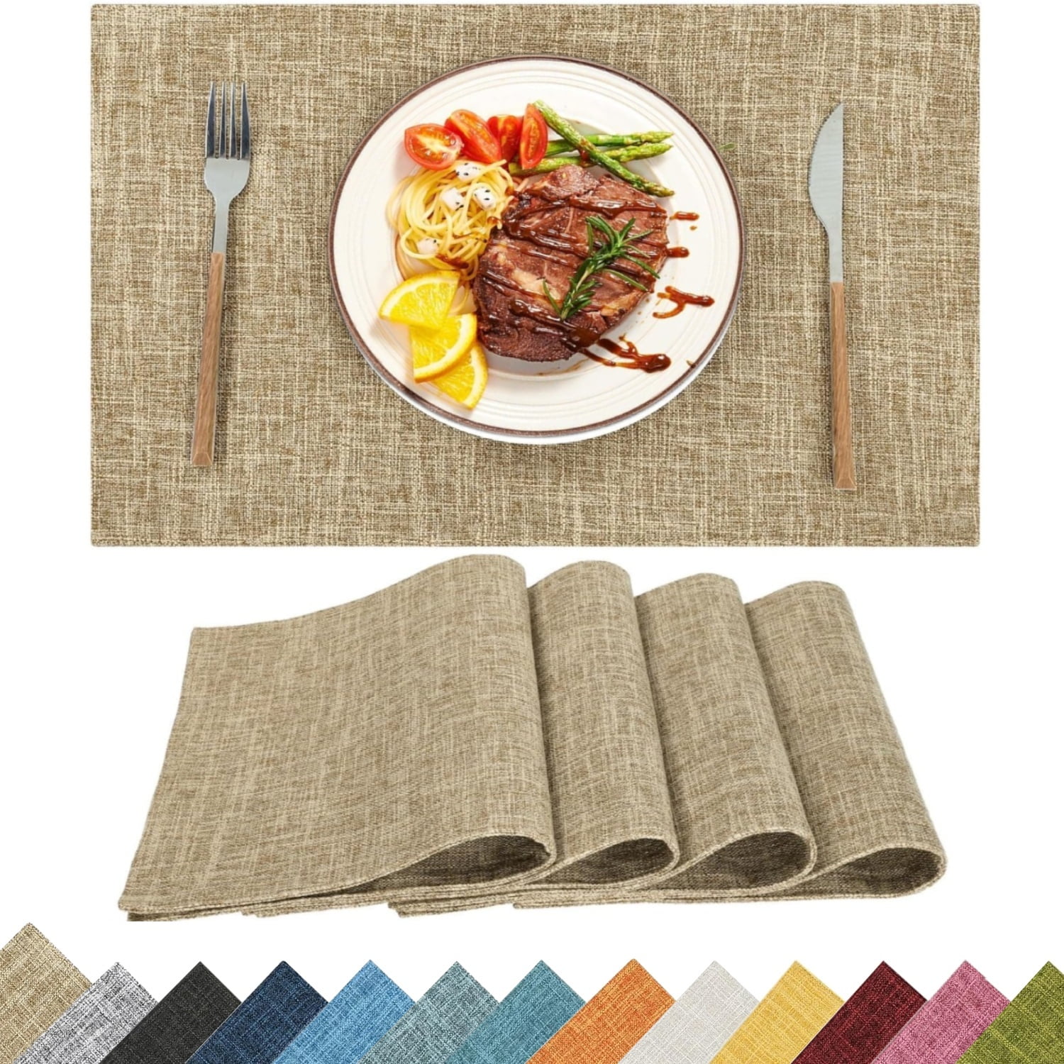 Placemats Set of 4, Yamaziot Double Layer Cloth Fabric Heat Resistant ...