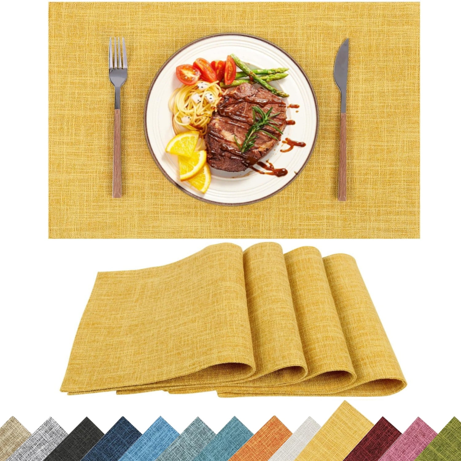 Placemats Set of 4, Yamaziot Double Layer Cloth Fabric Heat Resistant ...