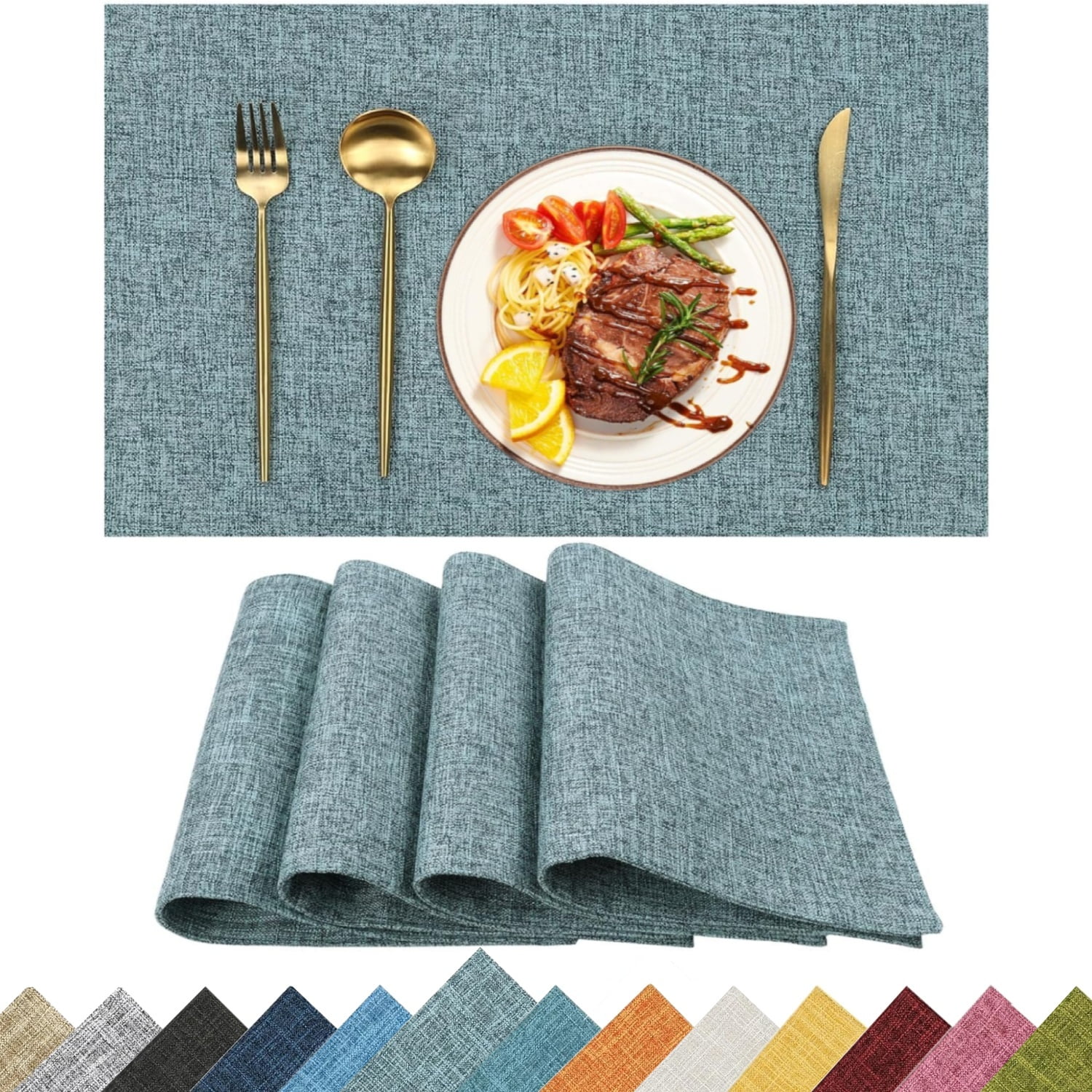 Placemats Set of 4, Yamaziot Double Layer Cloth Fabric Heat Resistant ...