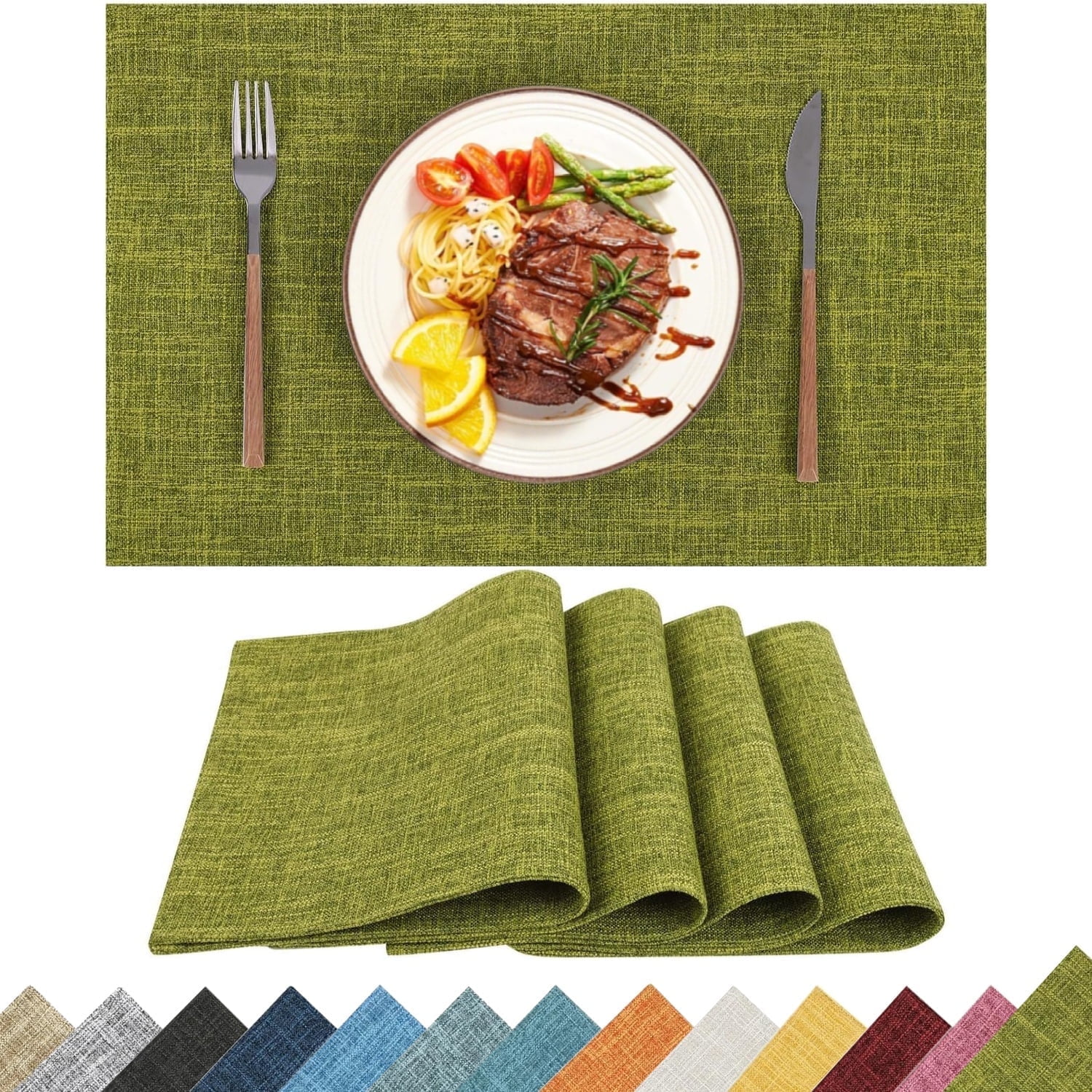Placemats Set of 4, Yamaziot Double Layer Cloth Fabric Heat Resistant ...