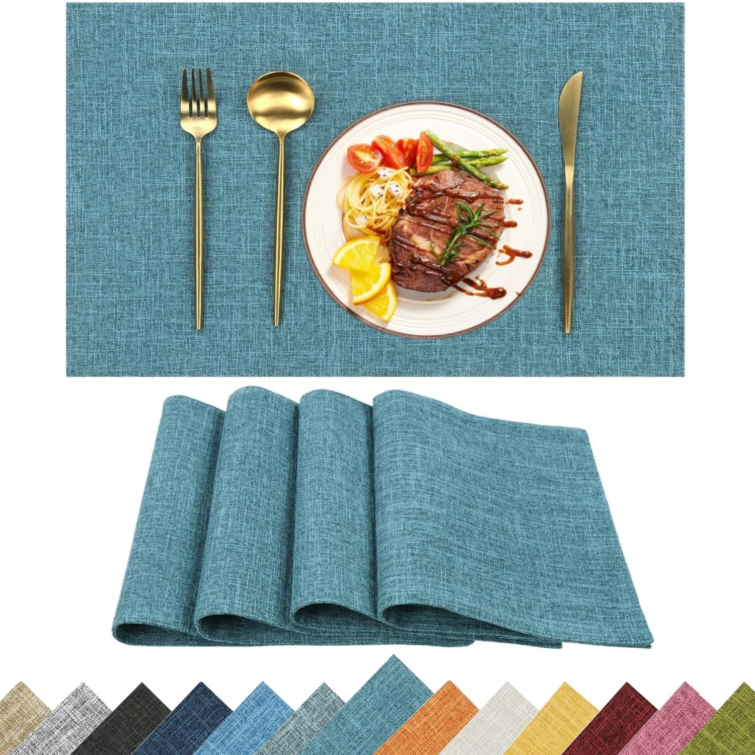 Placemats Set of 4, Yamaziot Double Layer Cloth Fabric Heat Resistant ...