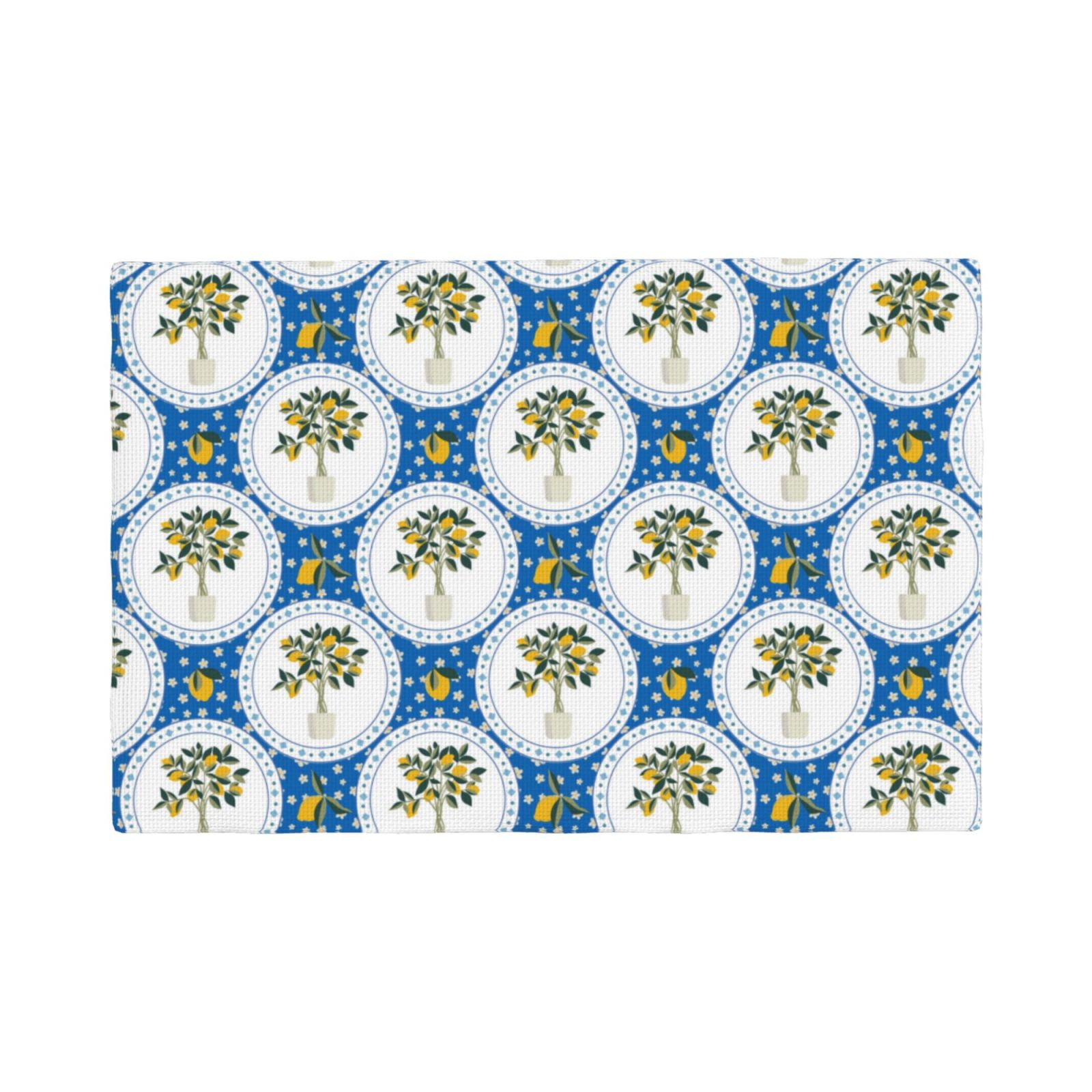 Placemats Set of 6, Lemon tree lemons blue Italian style Place mats for ...