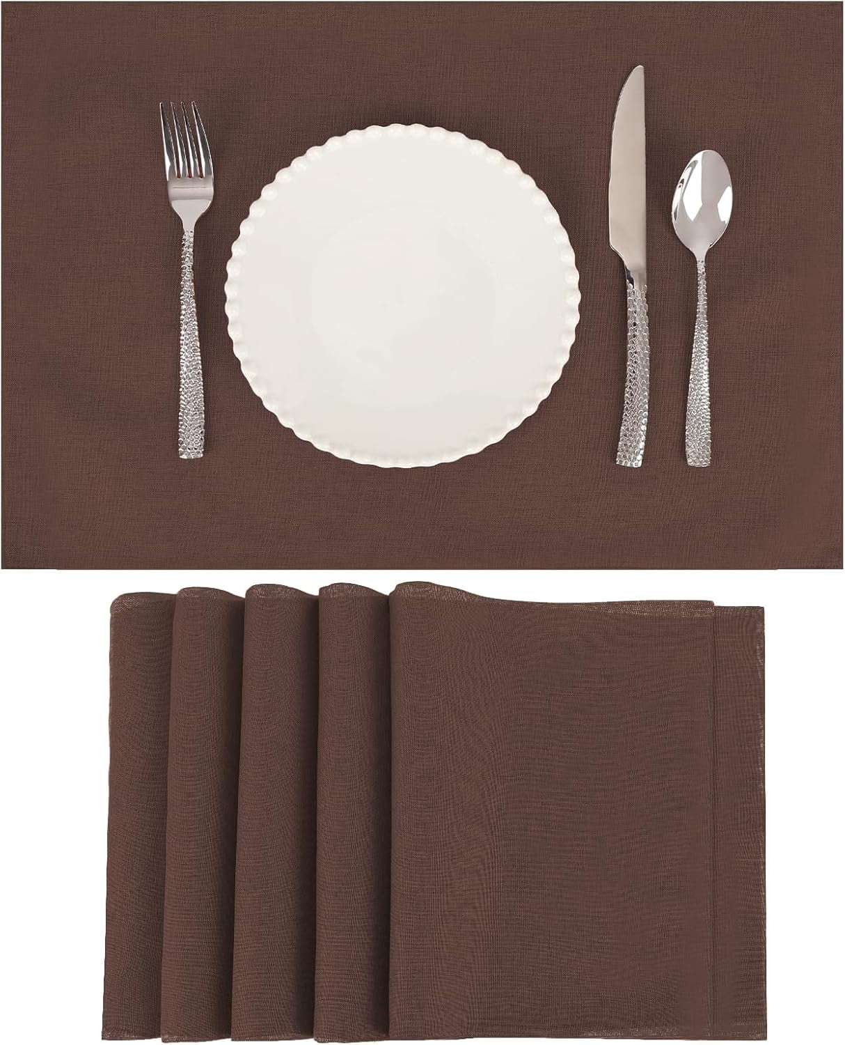 Placemats Set of 6 Linen Type Fabric Cloth Placemats, 19 x 13 Inch ...