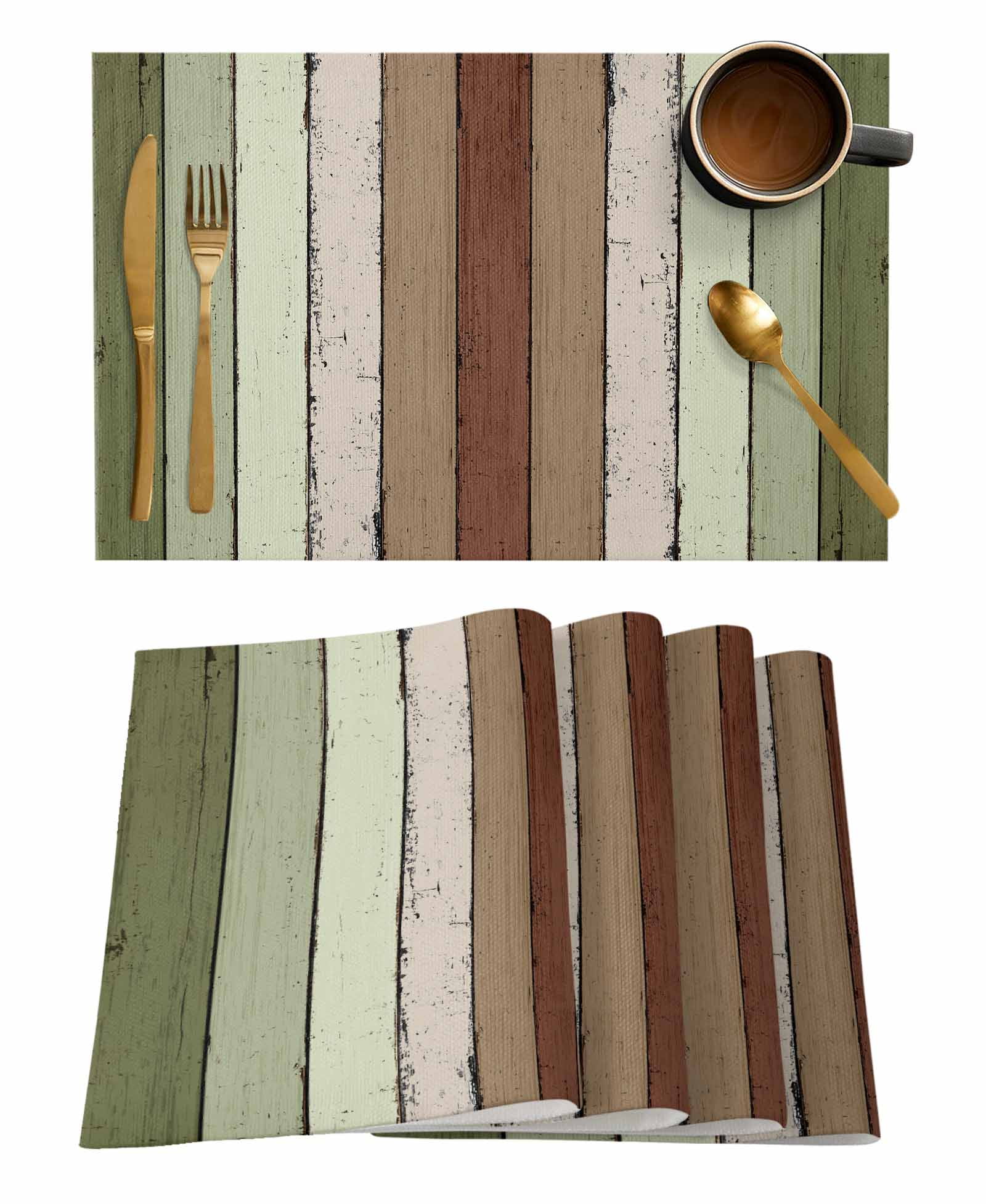Placemats Set of 6, Sage Green Woven Placemat, Linen Place Mats for ...