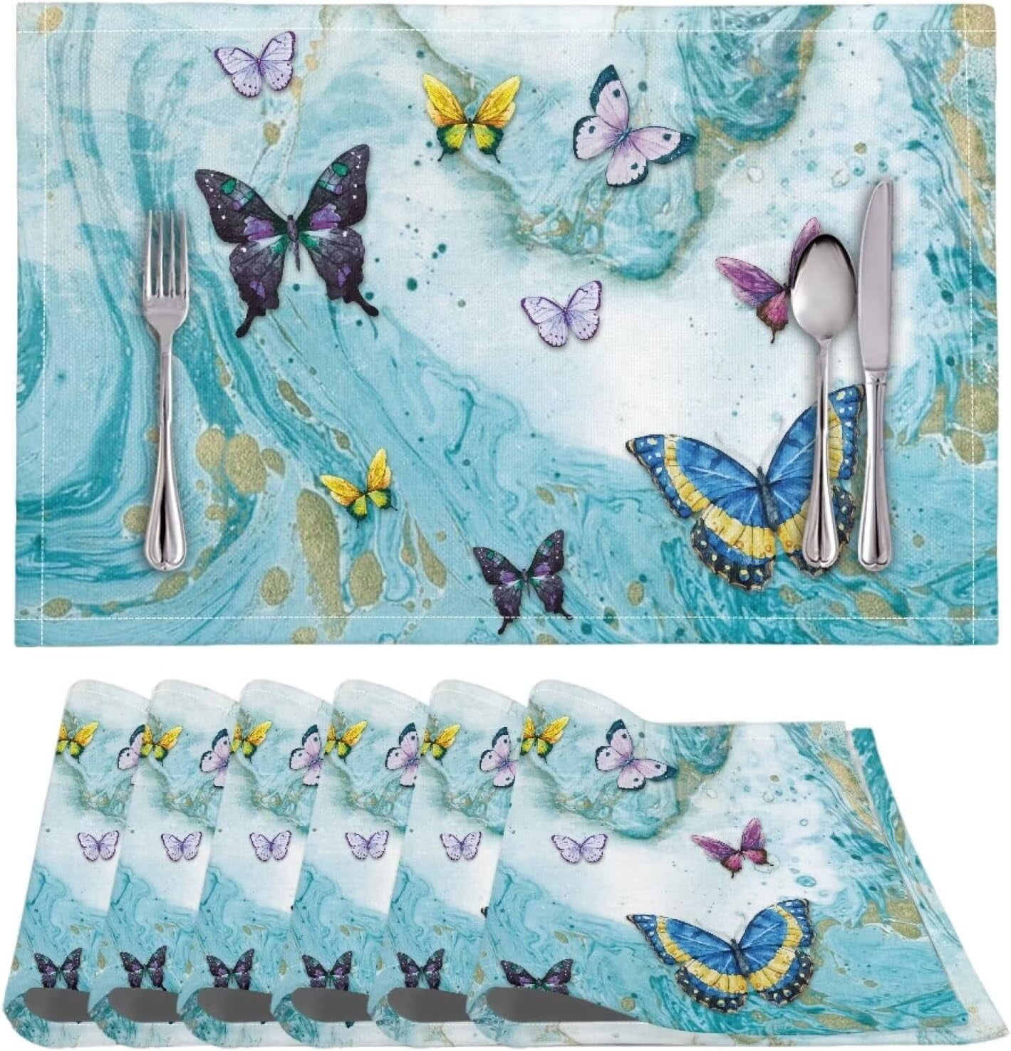 Placemats Set of 6, Stain Scratch Resistant Heat Resistant Mats Multi ...