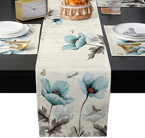 Placemats Set of 6 and Table Runner Abstract Marble Black Gray Gold Non ...