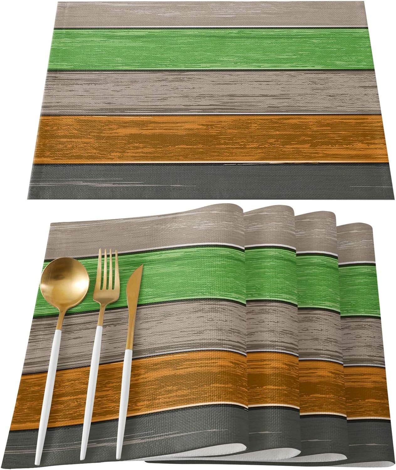 Placemats Set of 6, Urbane Bronze Retro Rustic Barn Wood Texture ...