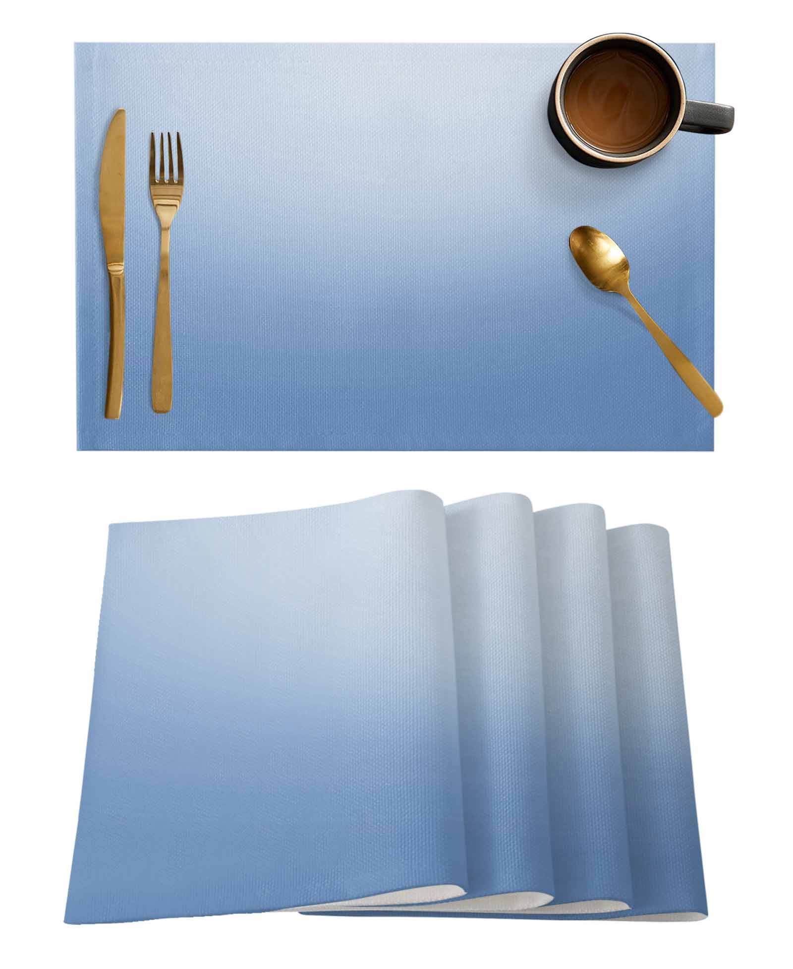 Placemats Set of 8, Blue Ombre Woven Placemat, Linen Place Mats for ...