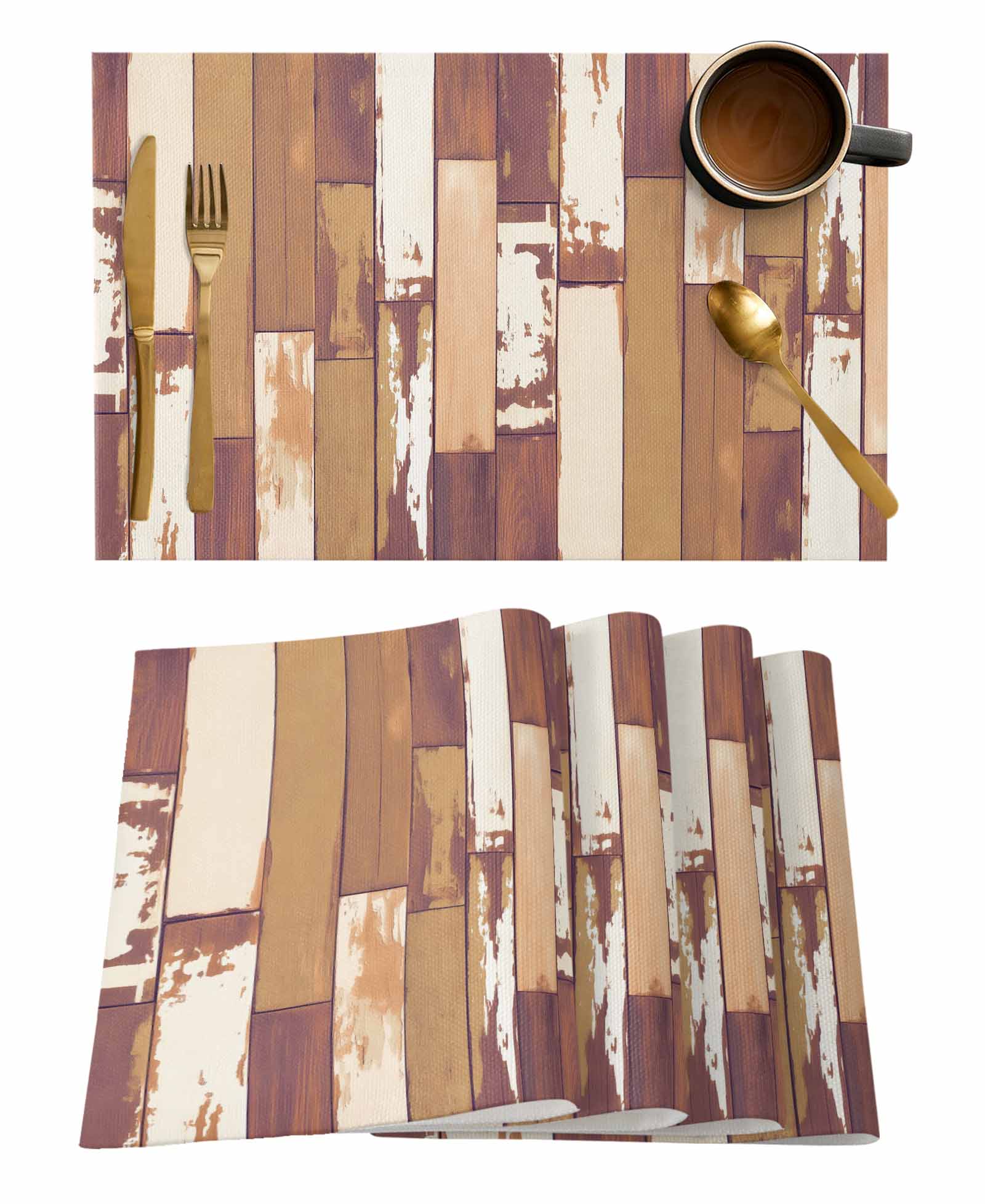 Placemats Set of 8, Brown Beige Woven Placemat, Linen Place Mats for ...