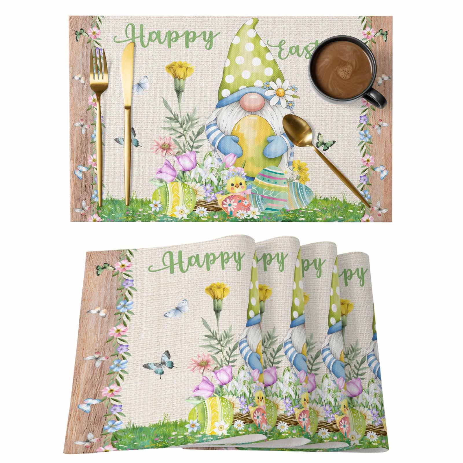 Placemats Set of 8, Easter Woven Placemat, Linen Place Mats for Kitchen ...