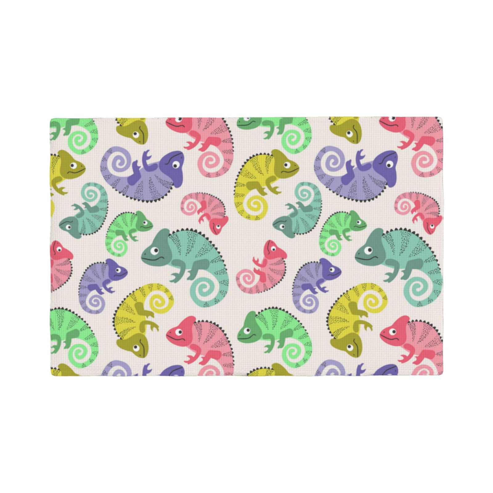 Placemats Set Of 4 / 6, Colorful Cute Chameleons Placemats For Dining ...