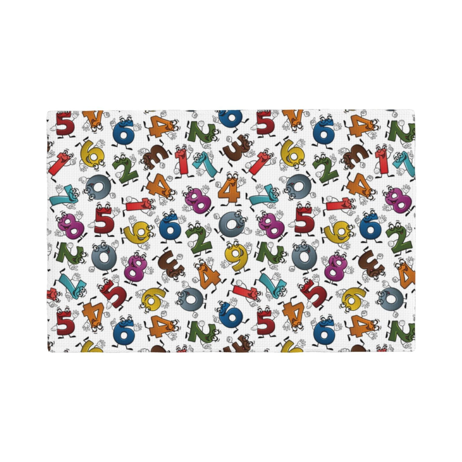 Placemats Set Of 4 / 6, Colorful Numbers Placemats For Dining Table ...
