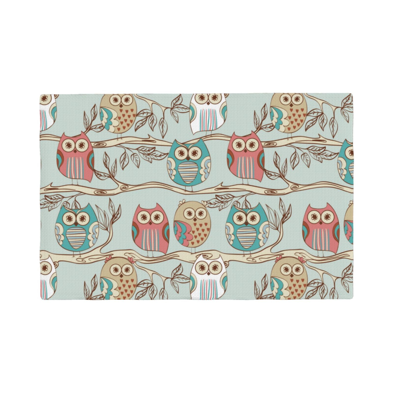 Placemats Set Of 4 / 6, Cute Owl Placemats For Dining Table Indoor ...