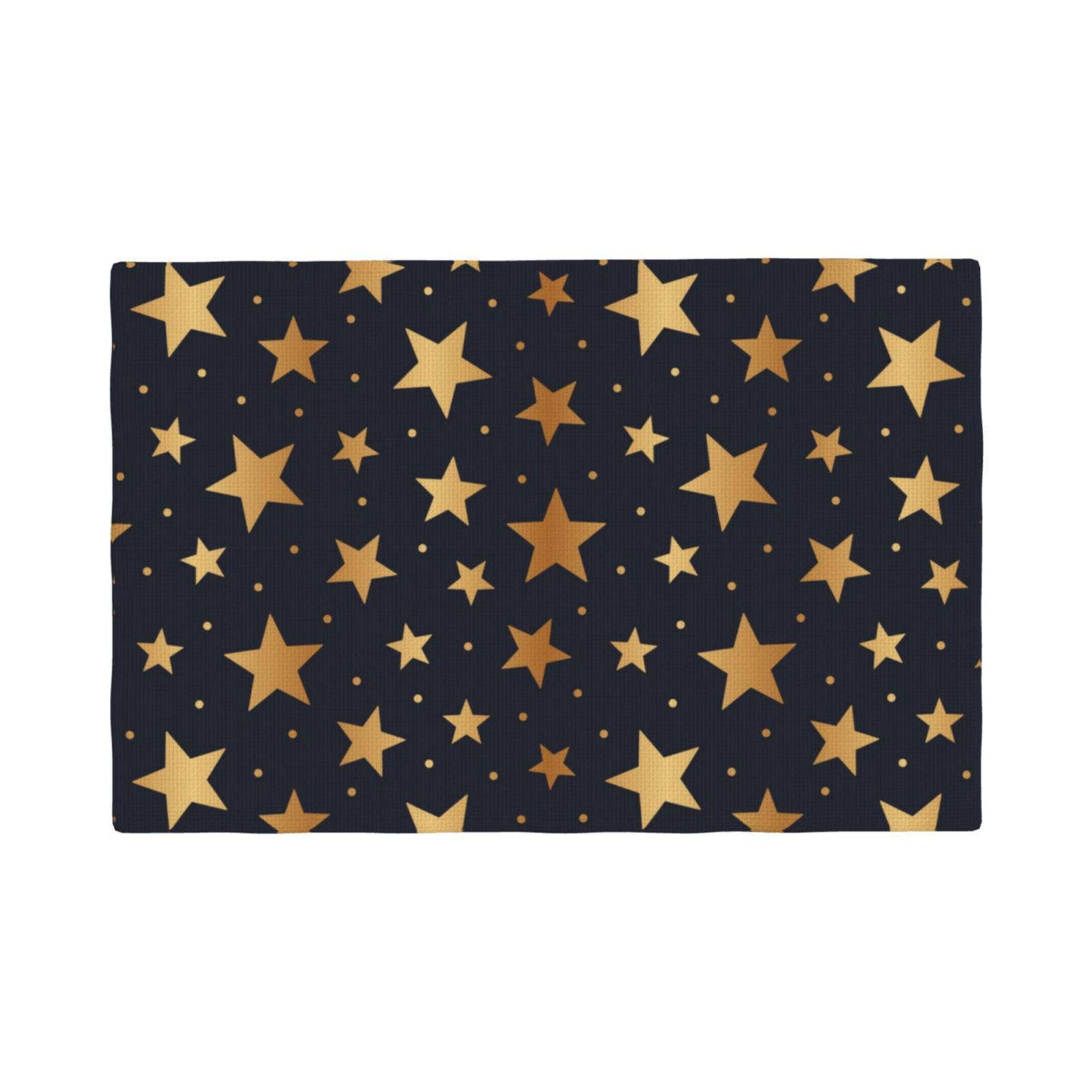 Placemats Set Of 4 / 6, Gold Glitter Star Placemats For Dining Table ...