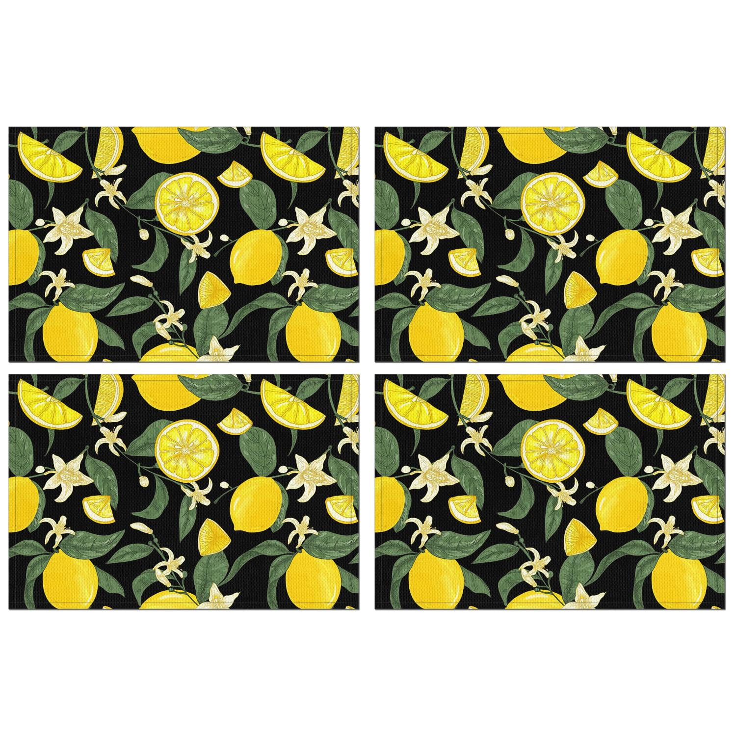 Placemats Set Of 4 Linen Machine Washable Table Mats Summer Fruits ...